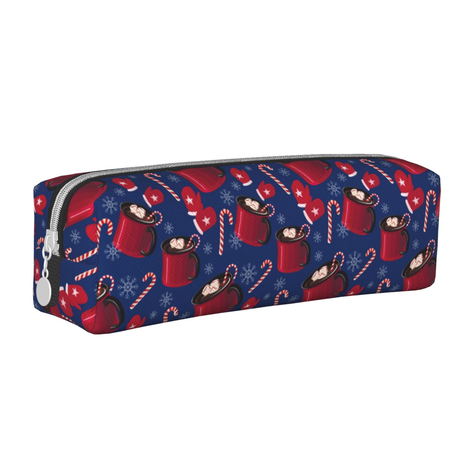 Pofeuu Hot Cocoa Snowflake Mittens Print Leather Pencil Case, Leather ...