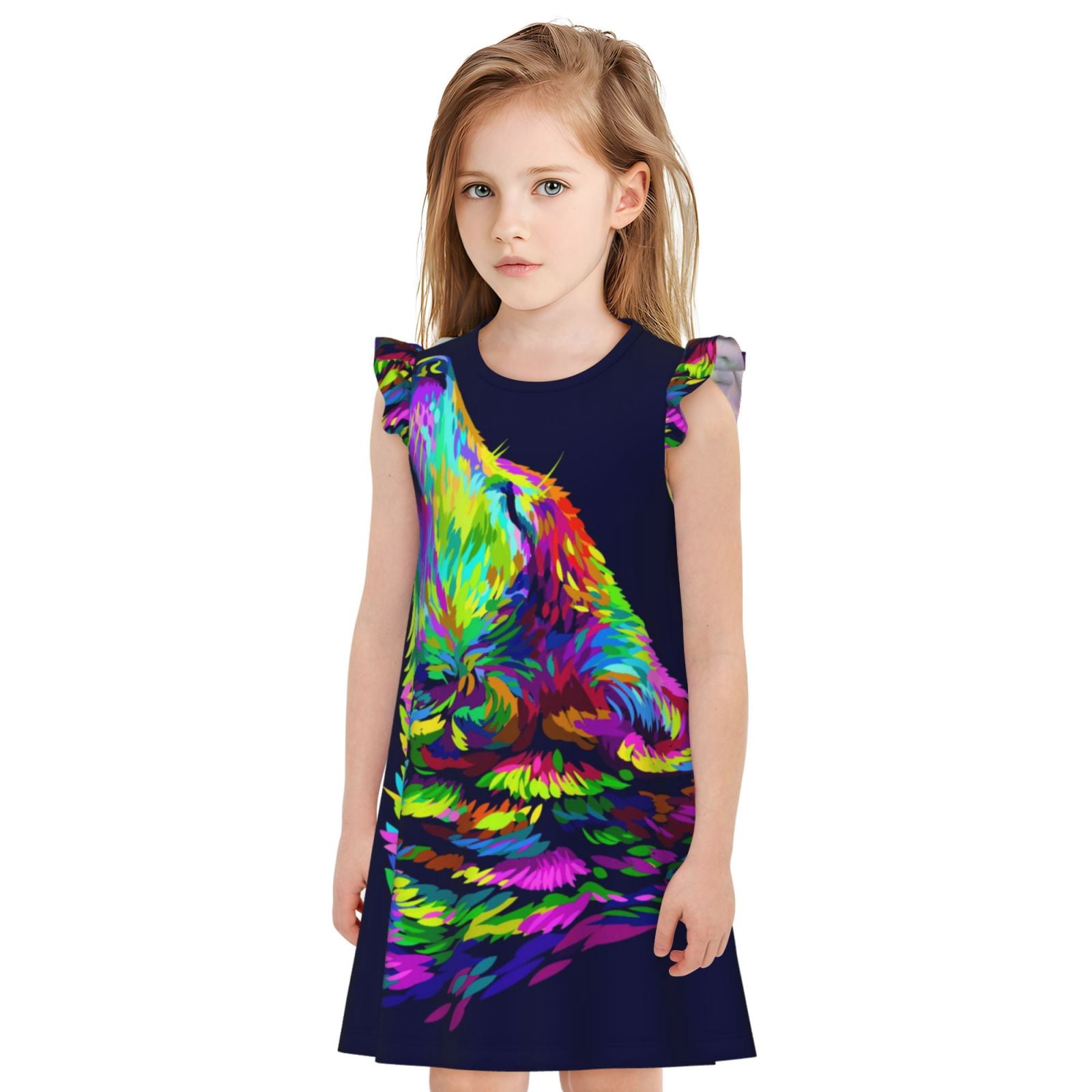 Pofeuu Howling Wolf Print Girls Nightgowns, Nightgown Princess Pajama ...