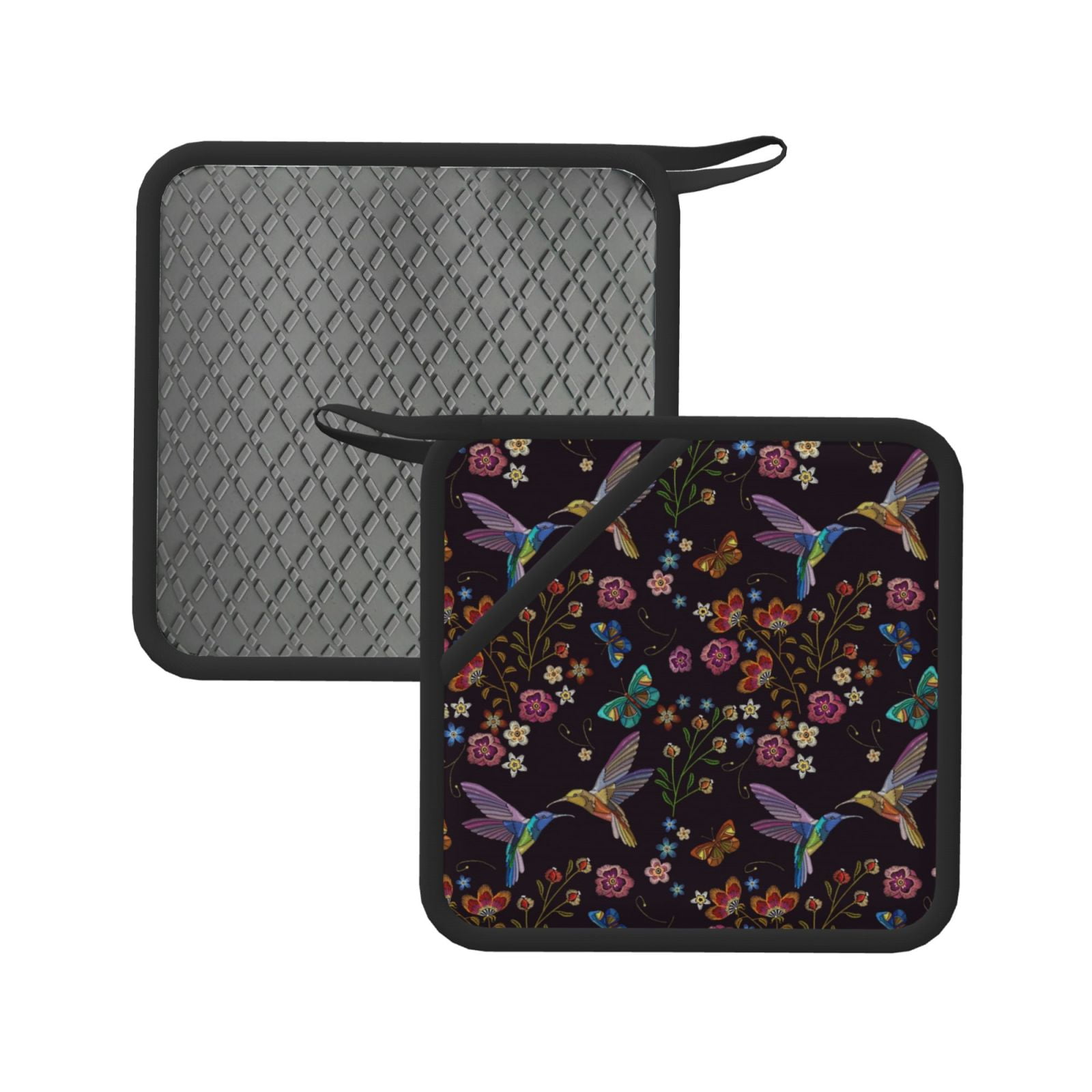 Pofeuu Humming Bird And Tropical Flowers Print Silicone Trivet Mats,Silicone Hot Pads for ...