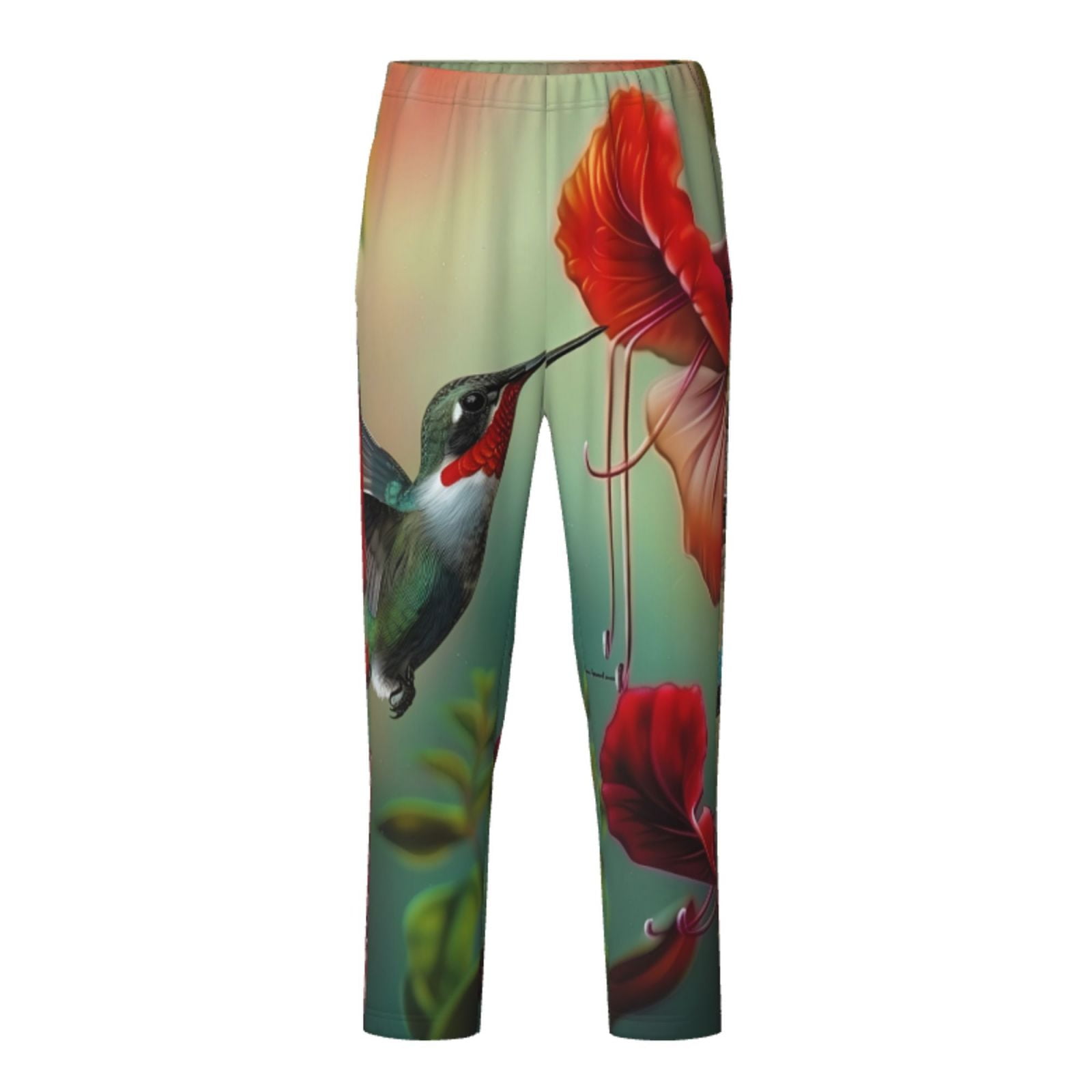Pofeuu Hummingbird Floral Paradise Print Teenagers' Pajama Pants, Soft ...