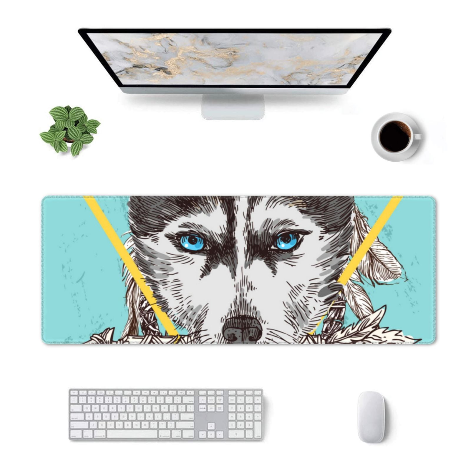 Pofeuu Husky With Dreamcatcher Print Desk Mat for Keyboard and Mouse ...