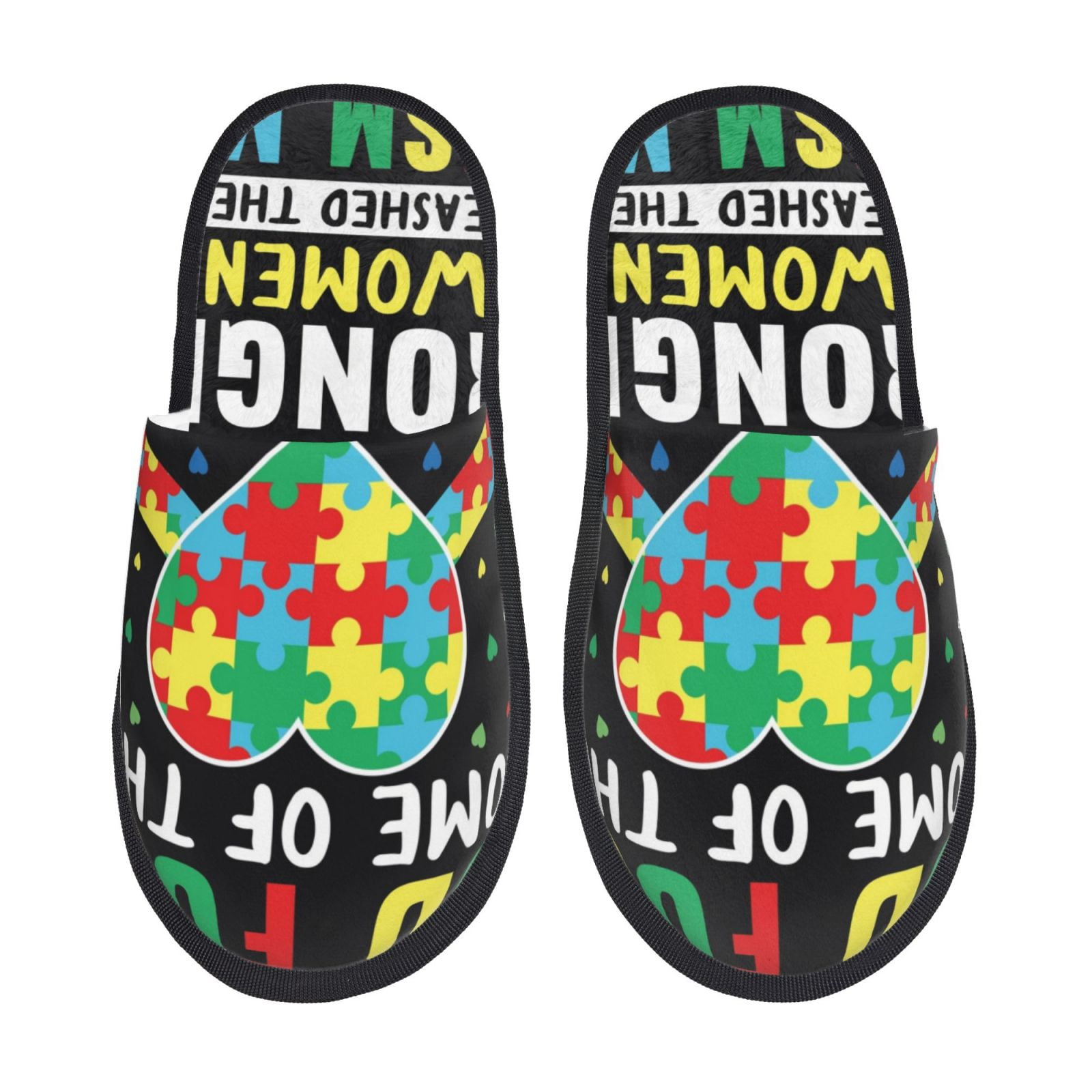 Pofeuu I Love With Autism Print EVA Fuzzy House super light Slippers ...