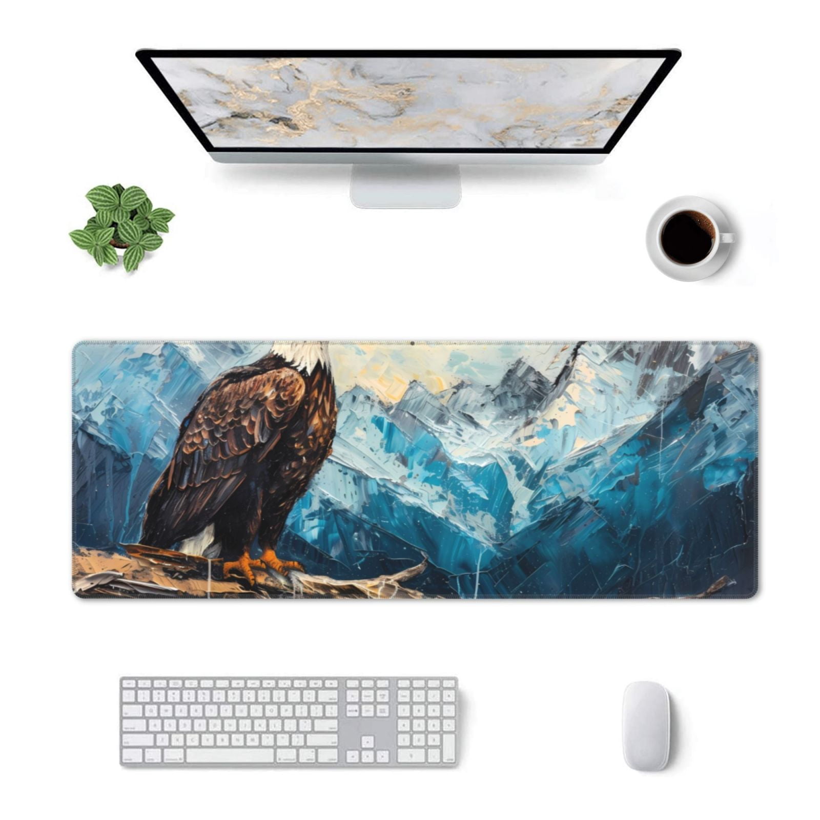 Pofeuu Iceberg Bald Eagle Print Desk Mat for Keyboard and Mouse ...