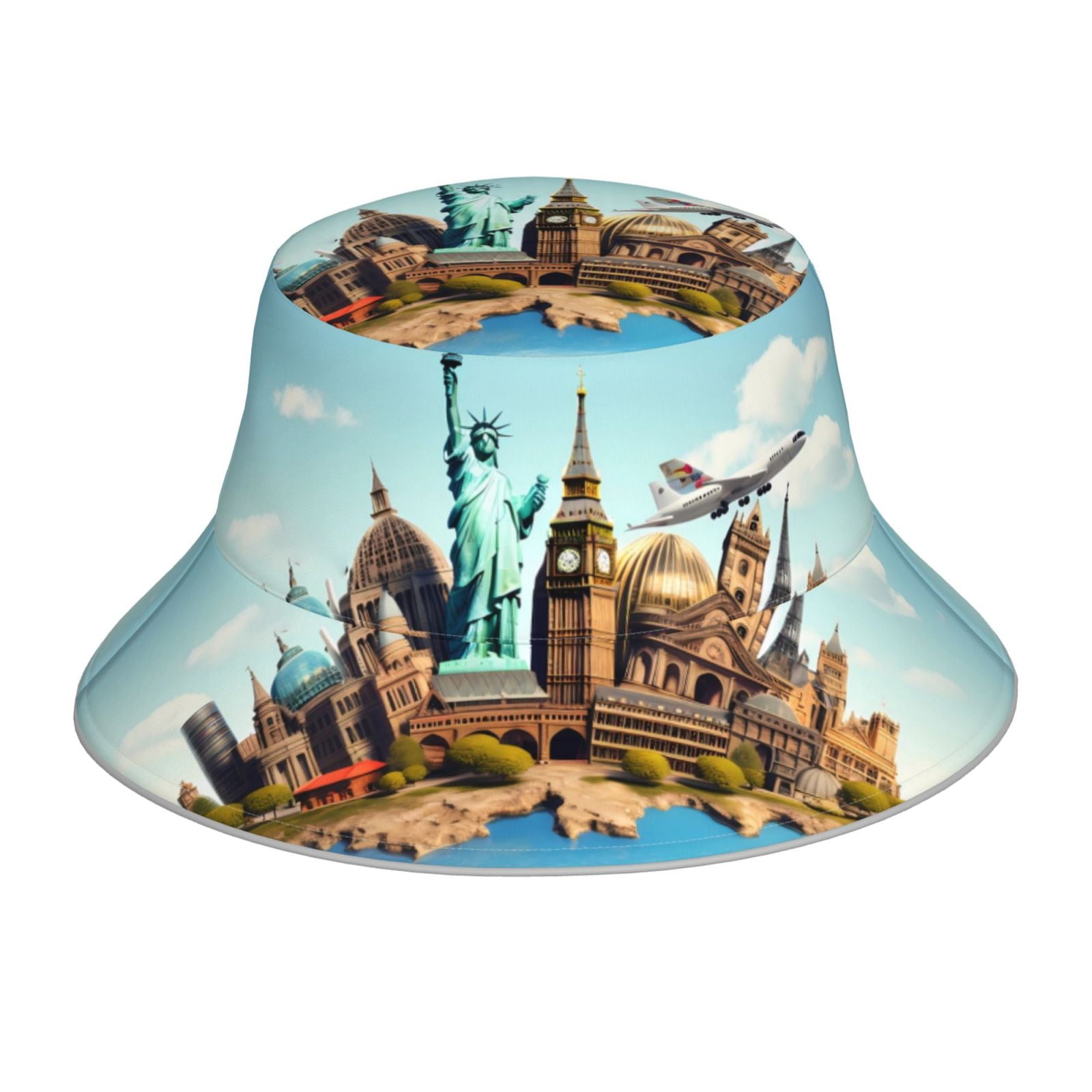 Pofeuu Iconic Global Landmarks Print Bucket Hat for Women Men ...