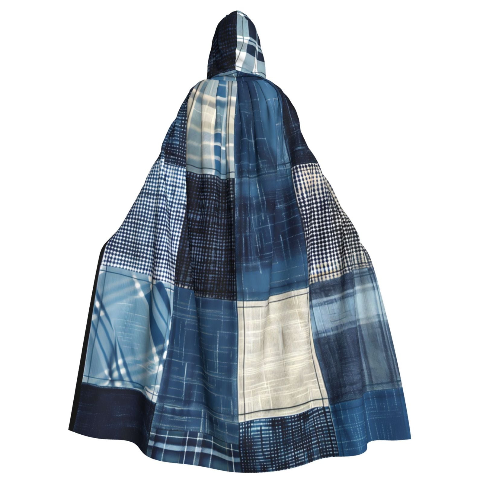 Pofeuu Indigo Patchwork Quilt Print Unisex Full Length Hooded Robe ...