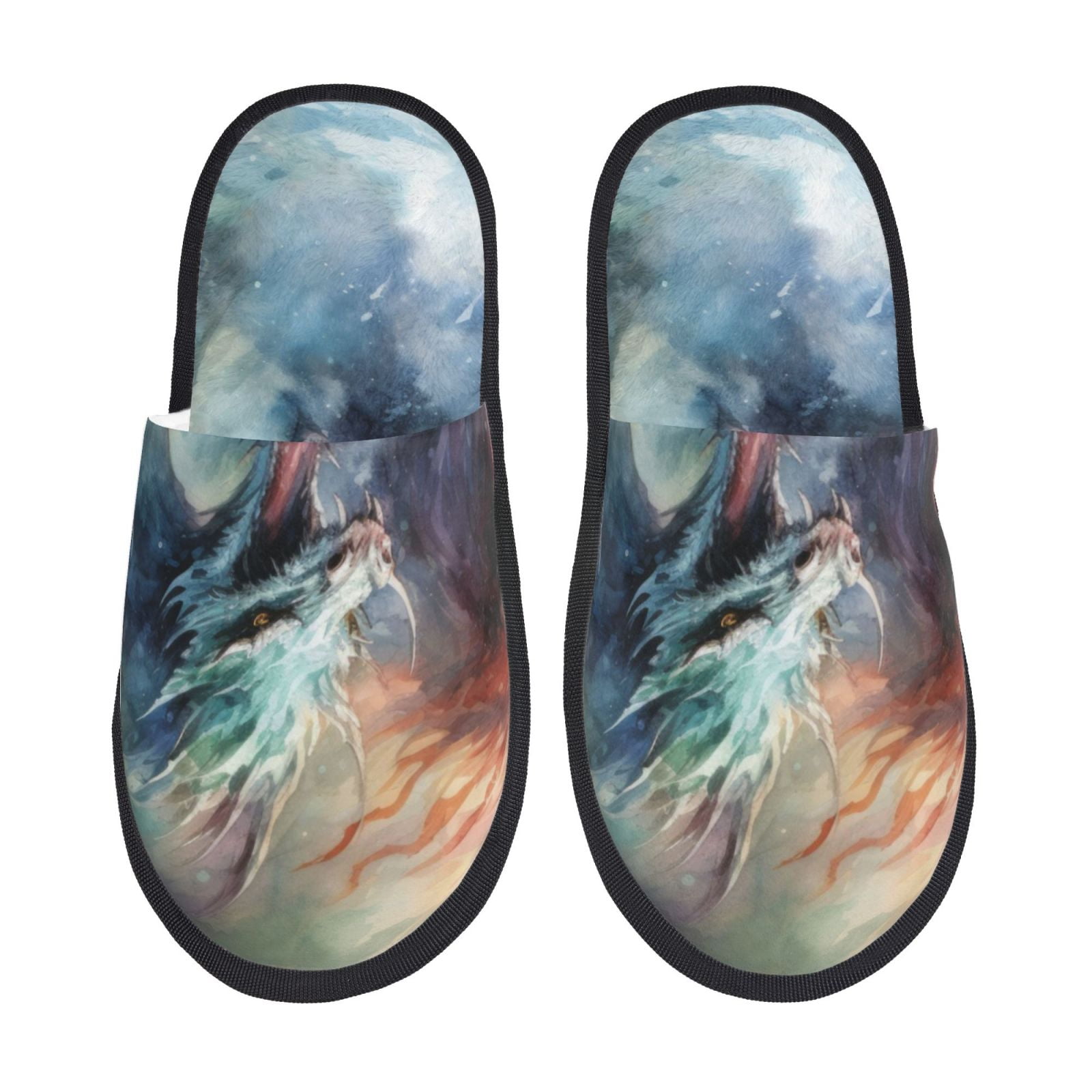 Pofeuu Ink Style Wave Dragon Print EVA Fuzzy House super light Slippers ...