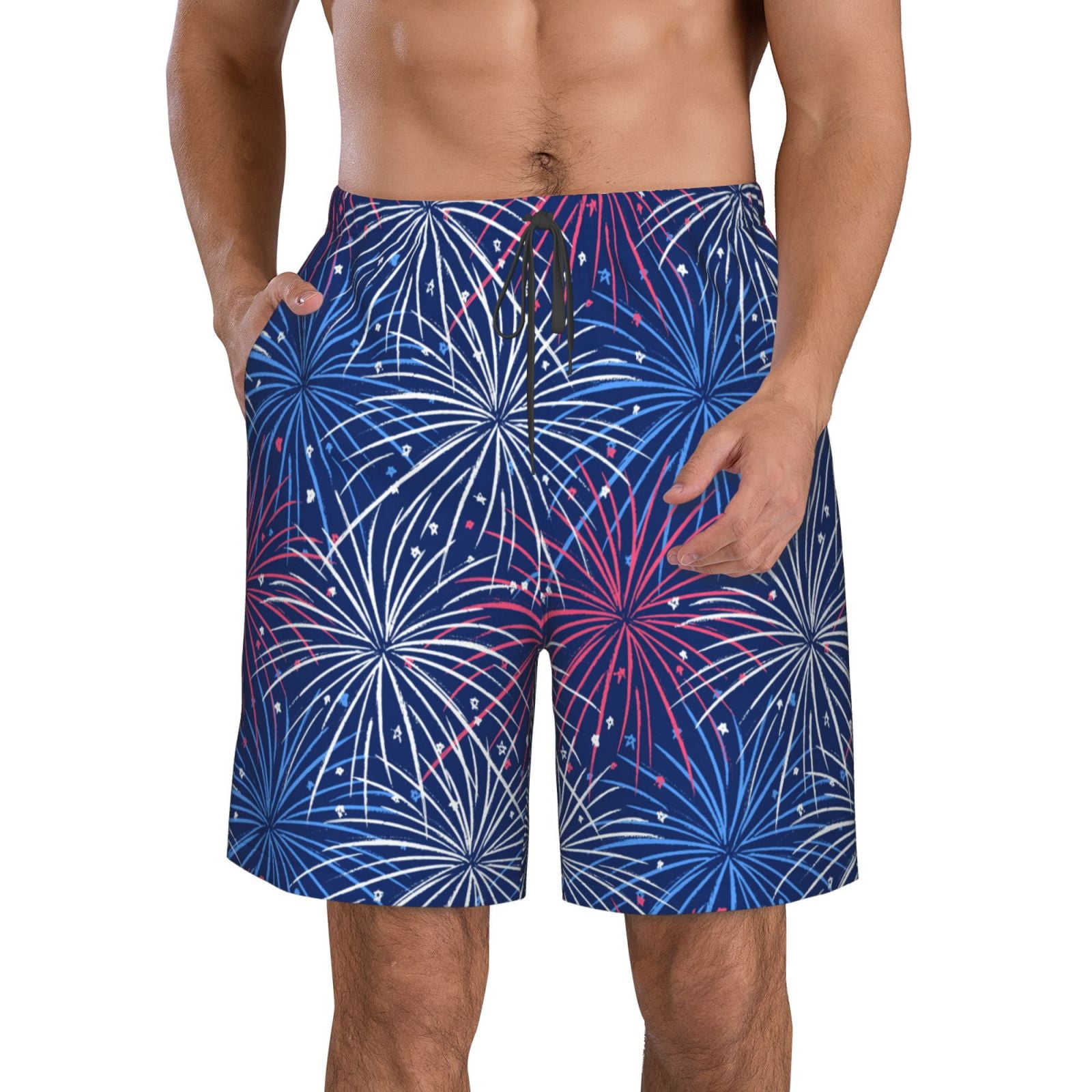 Pofeuu Ireworks In The Night Sky Prin Men's Swim Trunks Quick Dry ...