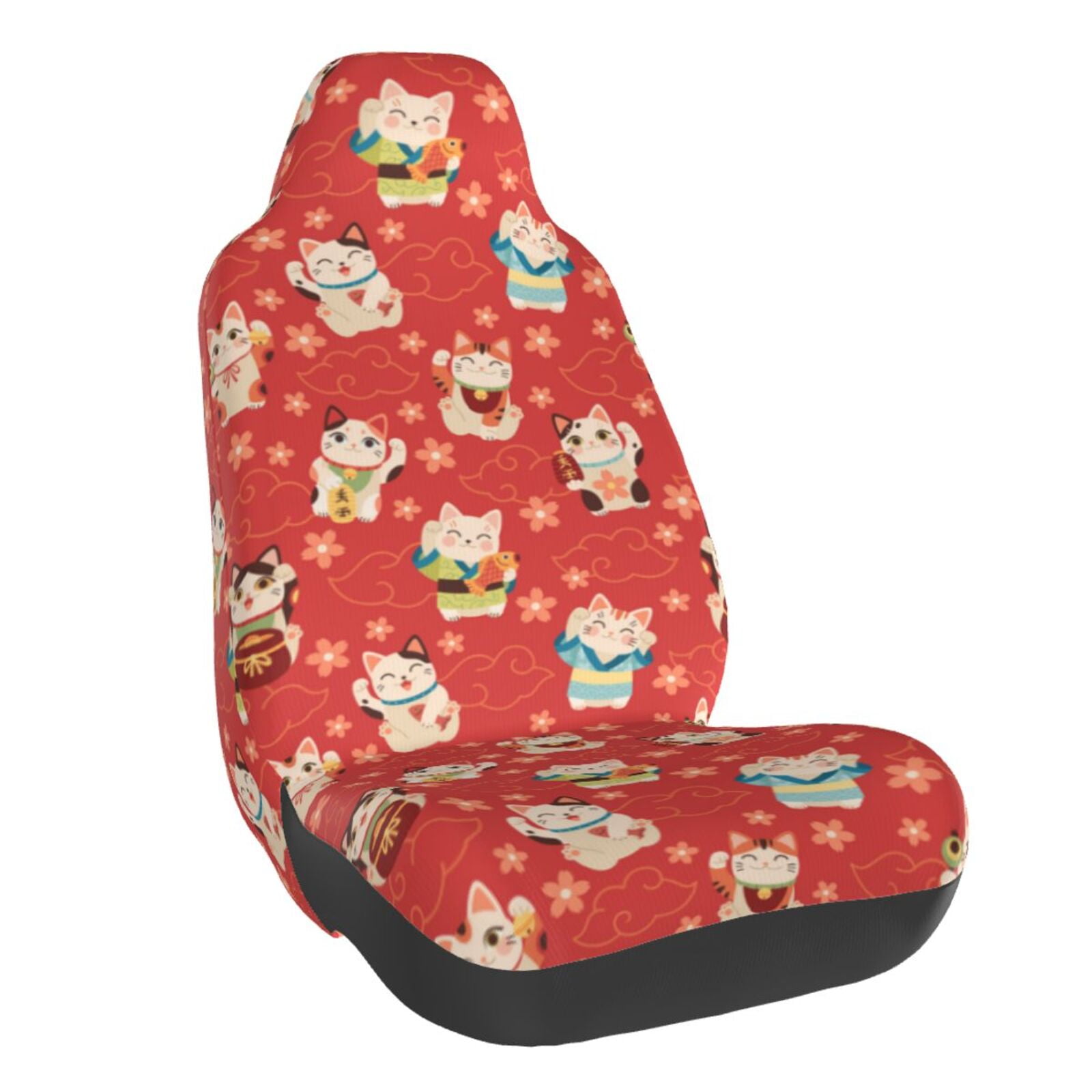 Pofeuu Japanese Maneki Cats Print Automotive Car Seat Covers Flat Cloth ...
