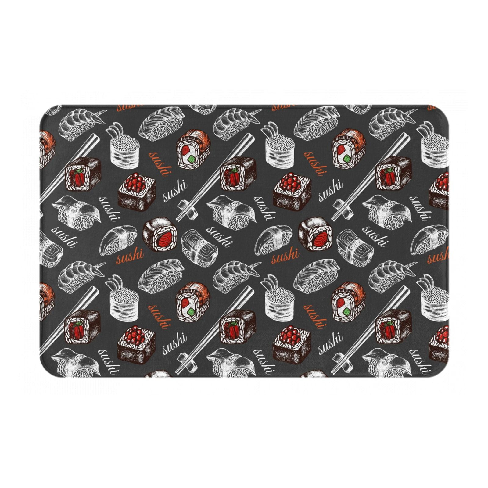 Pofeuu Japanese Sushi Hashi Print Flannel Doormats Rug16"x24"Rug ...