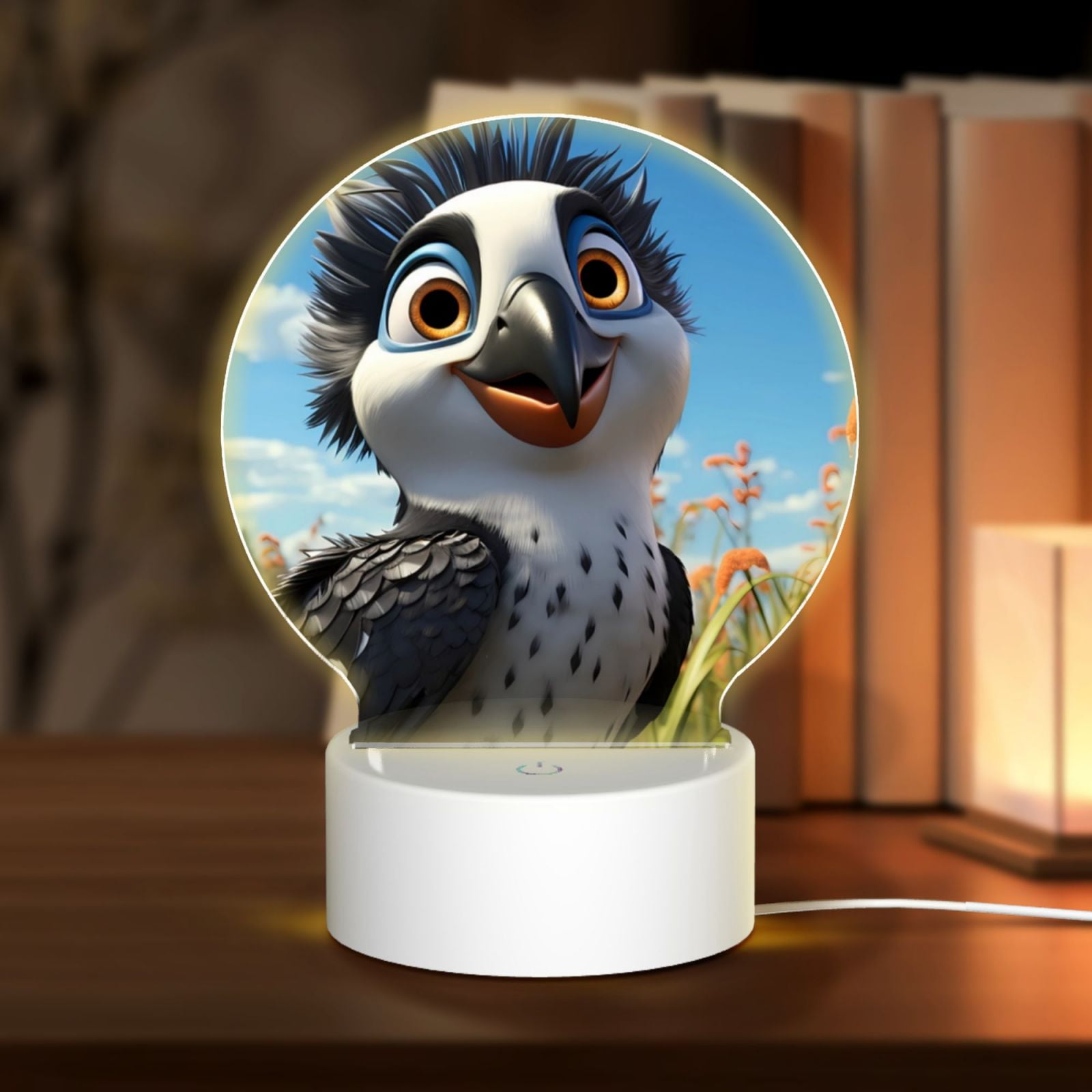 Pofeuu Joyful Animated Bird Print LED Christmas Night Light Lamp Base ...