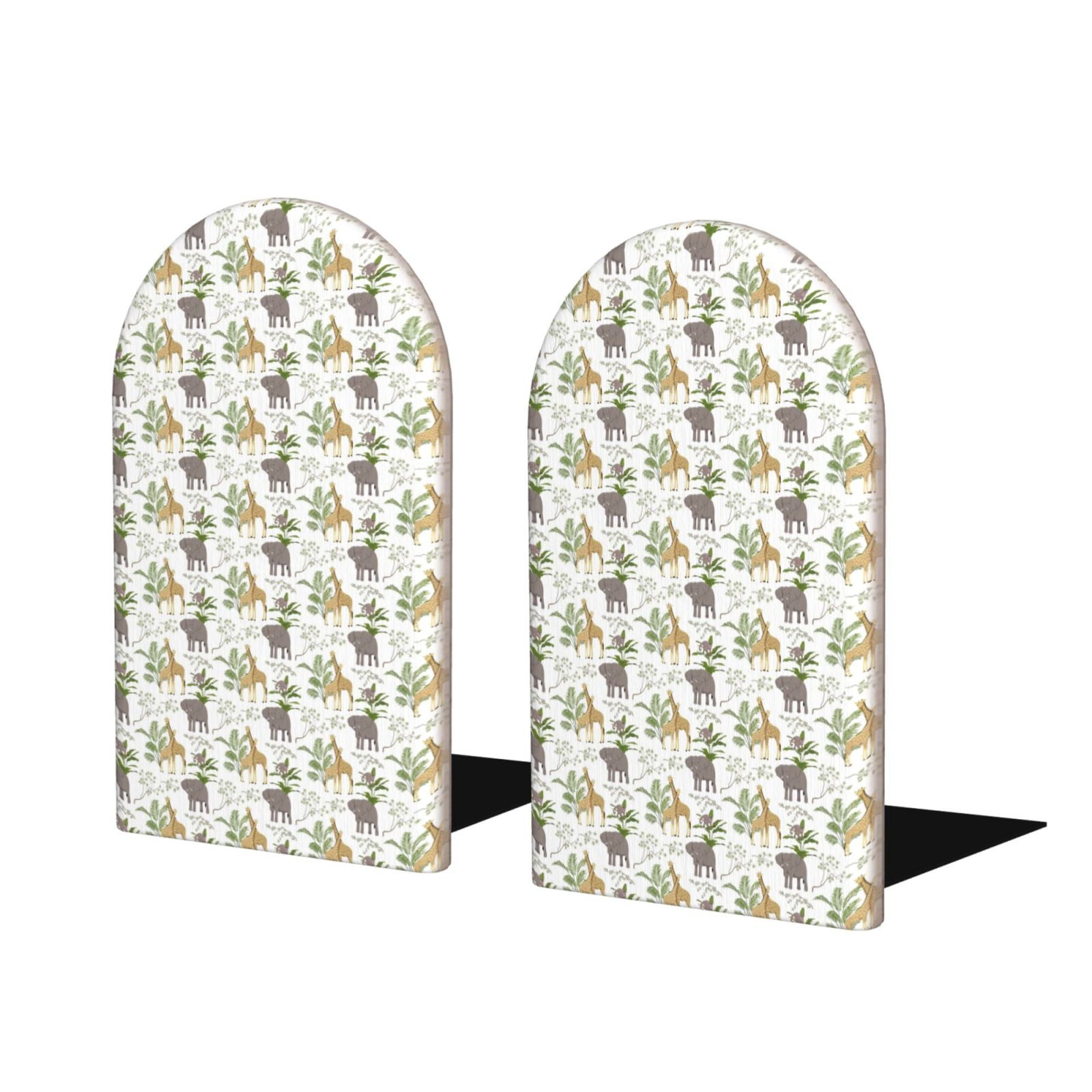 Pofeuu Jungle Animal Print Large Bookend Hold Heavy Books- Wood ...