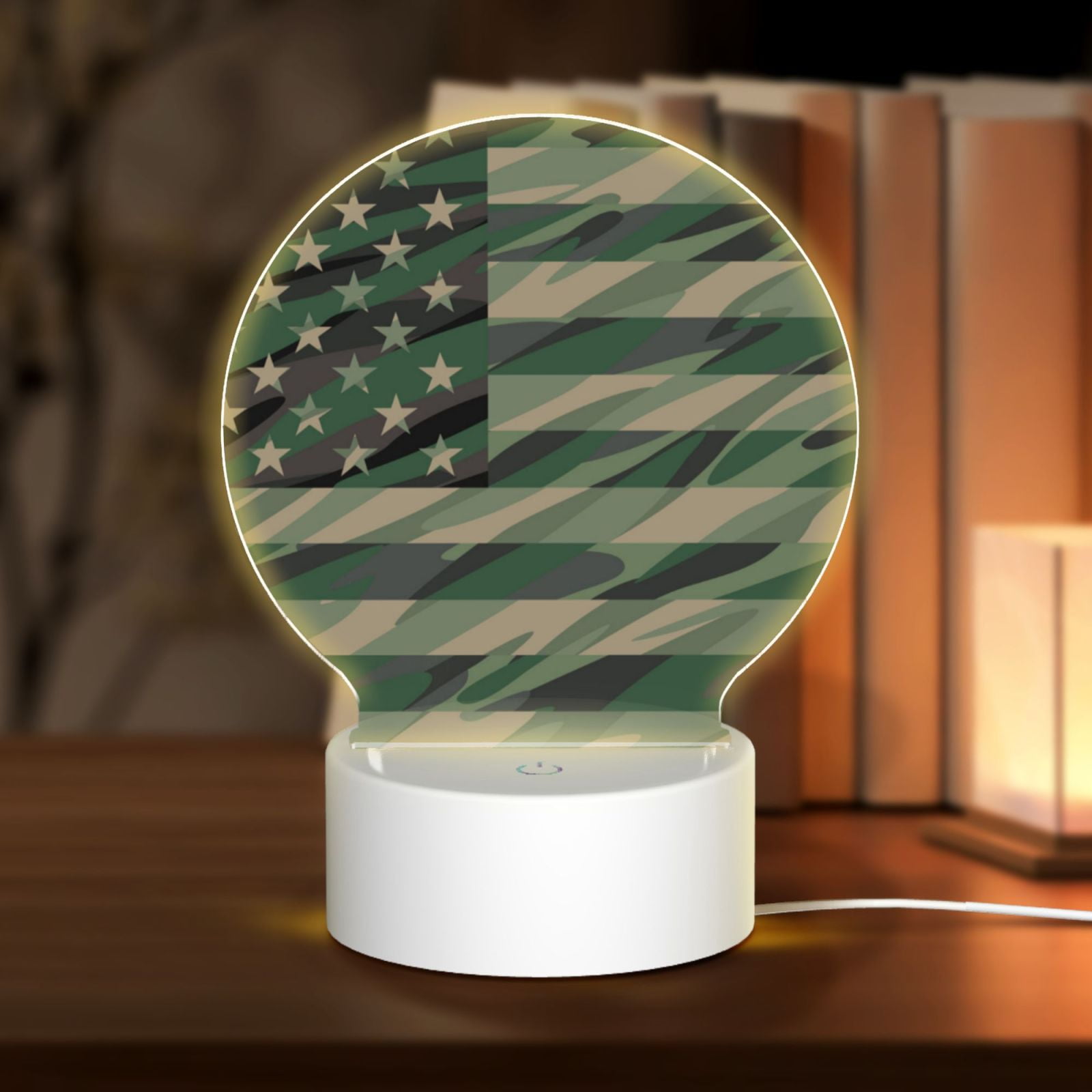Pofeuu Jungle Green Camo USA Flag Print LED Christmas Night Light Lamp ...