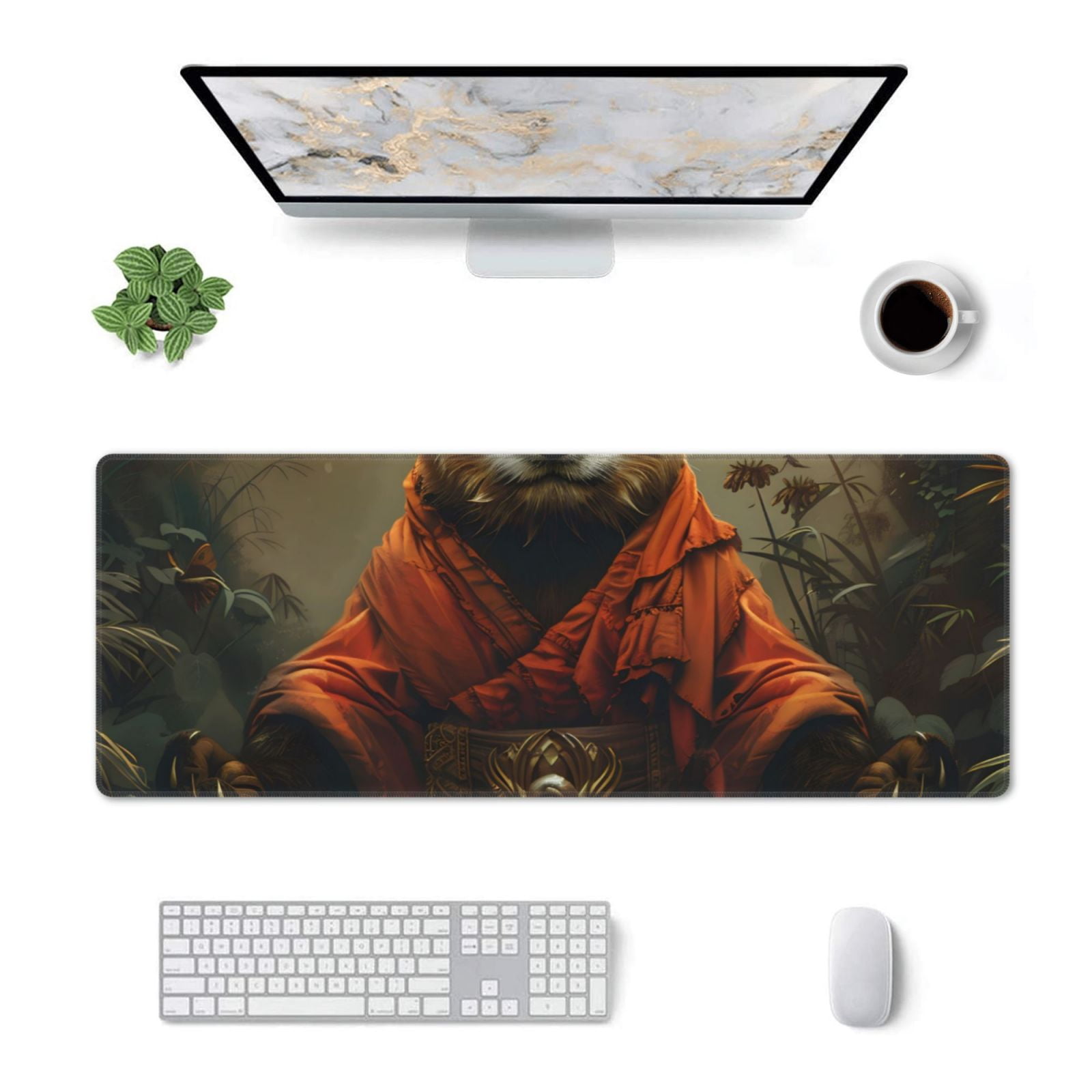 Pofeuu Jungle Meditating Panda Print Desk Mat for Keyboard and Mouse ...