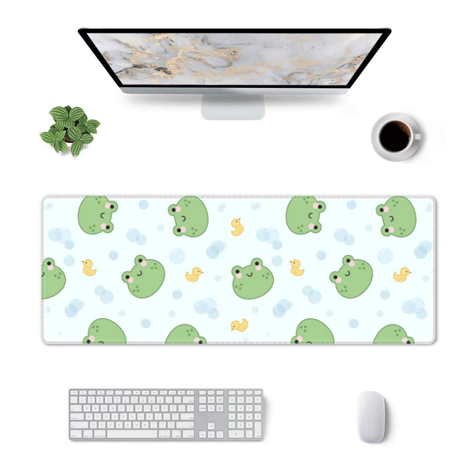 Pofeuu Kawaii Frogs Print Desk Mat for Keyboard and Mouse，Computer Desk ...