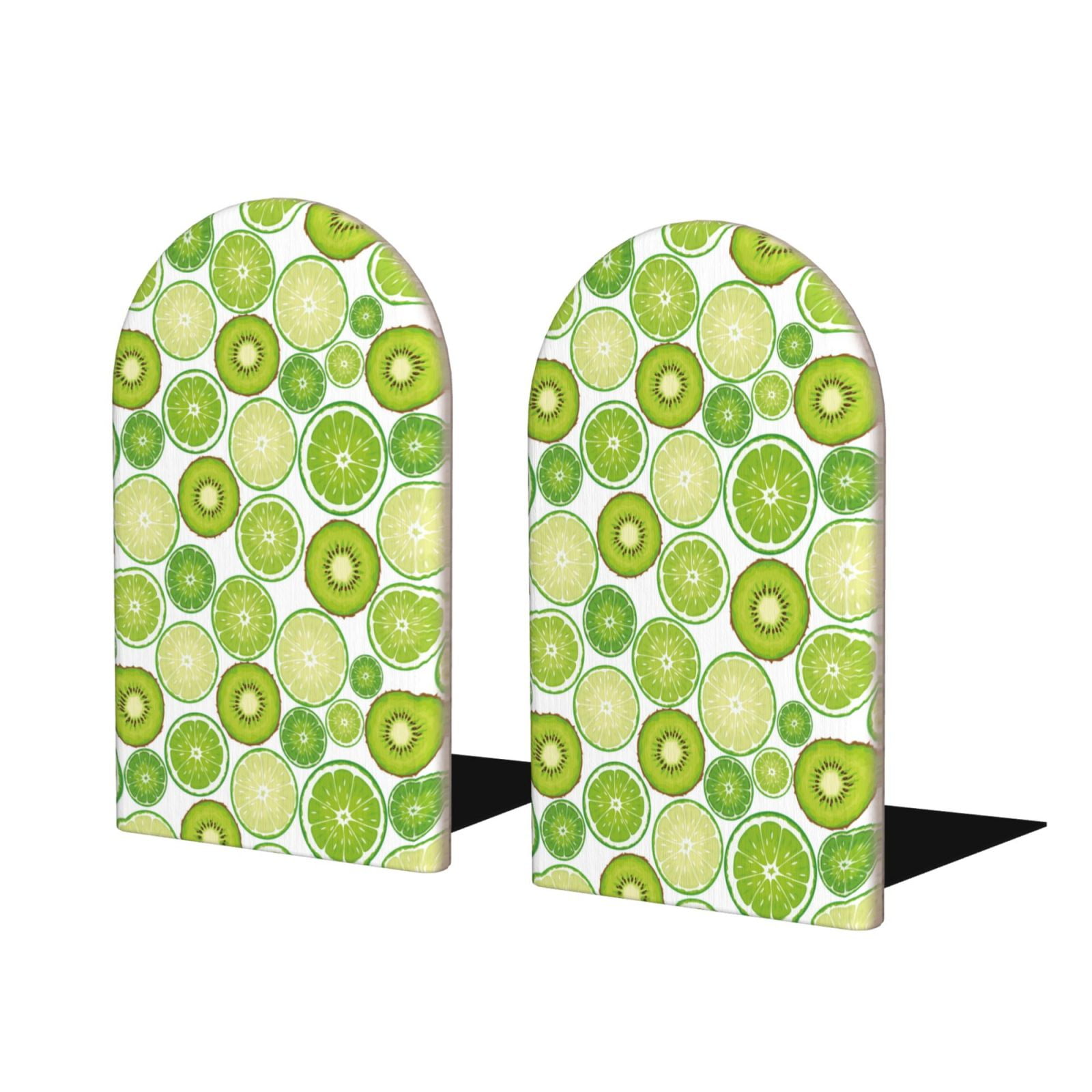 Pofeuu Kiwi Lemon Print Large Bookend Hold Heavy Books- Wood Bookends ...