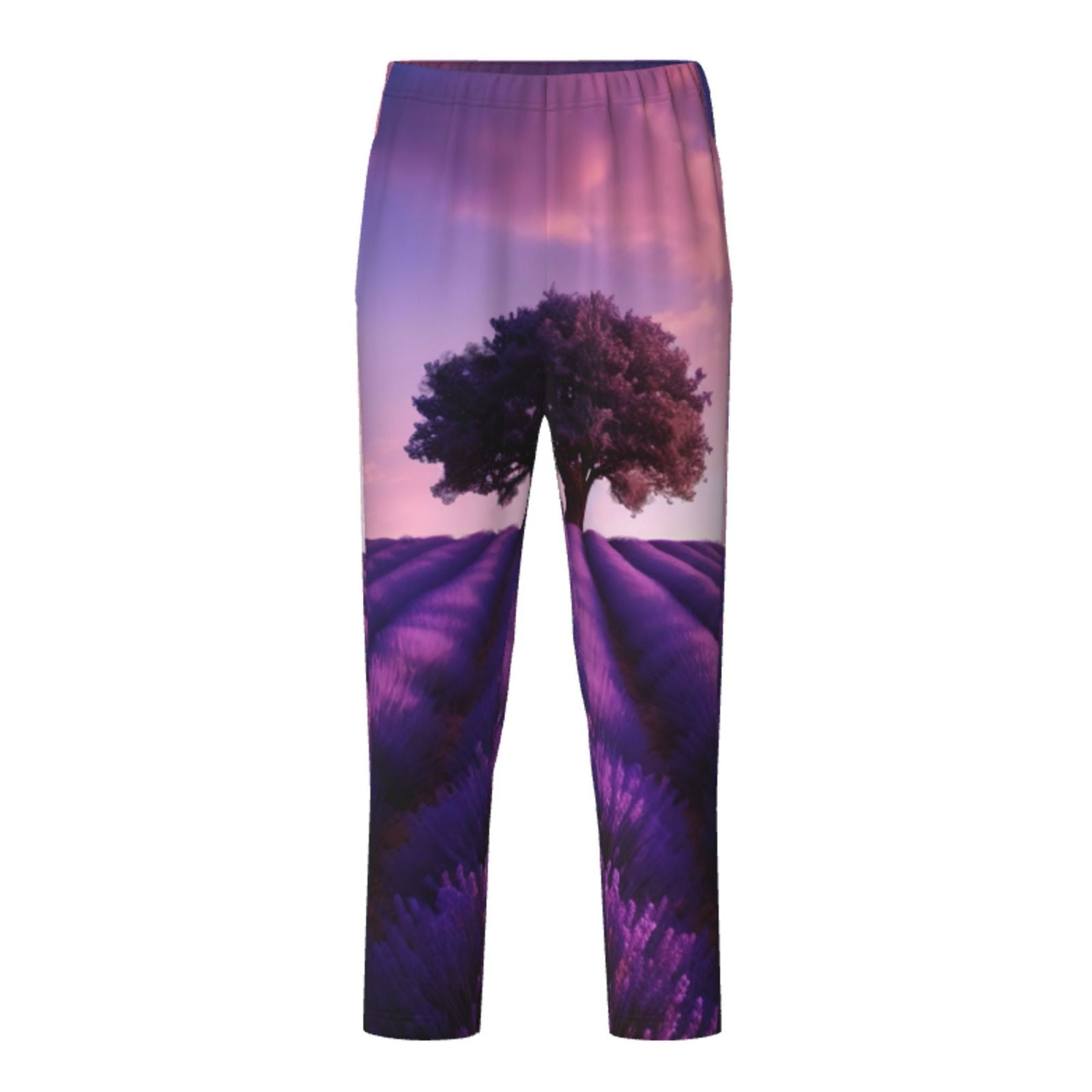 Pofeuu Lavender Field Sunset Print Teenagers' Pajama Pants, Soft Lounge ...