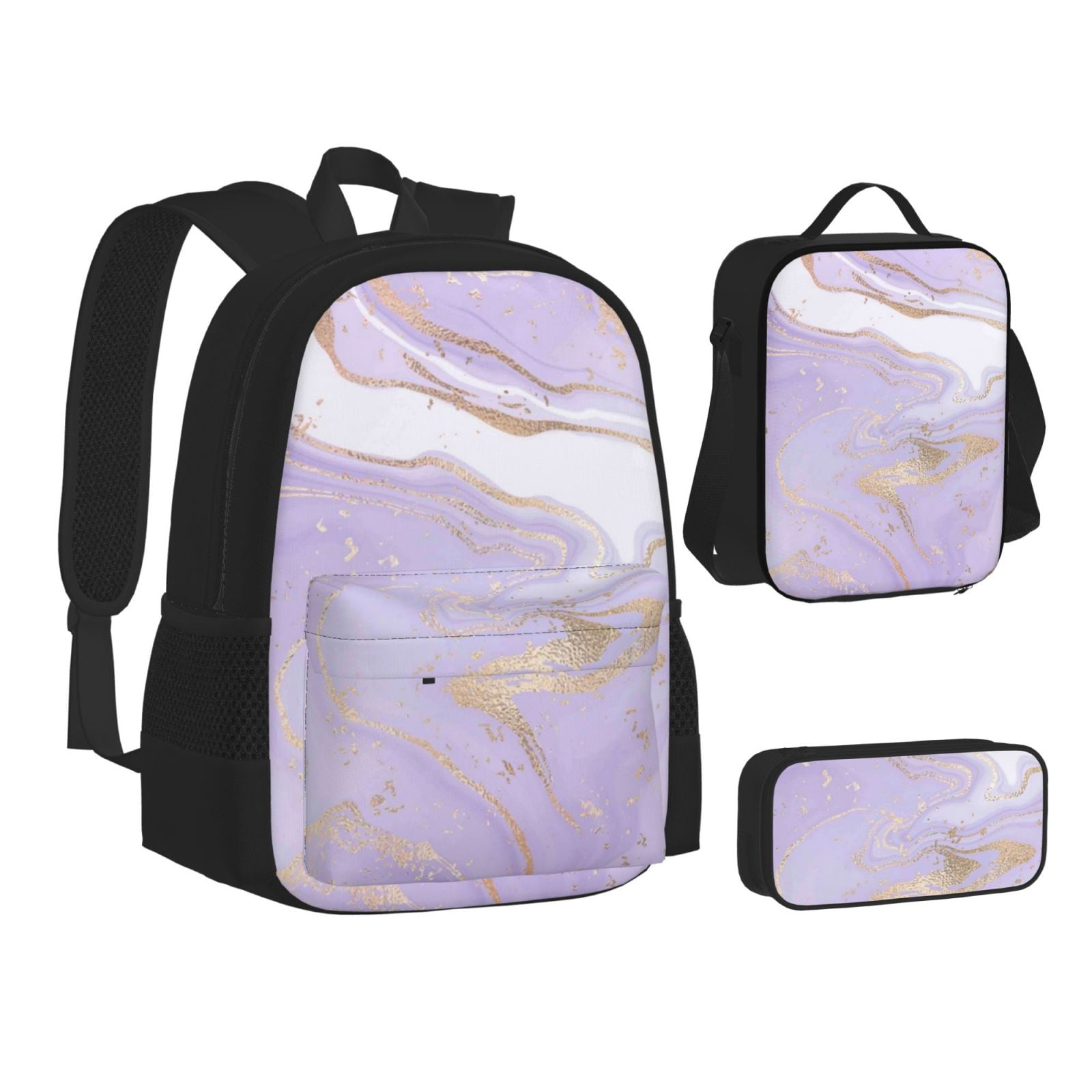 Pofeuu Lavender Glitter Foil Stripes Print Backpack Travel Backpacks ...