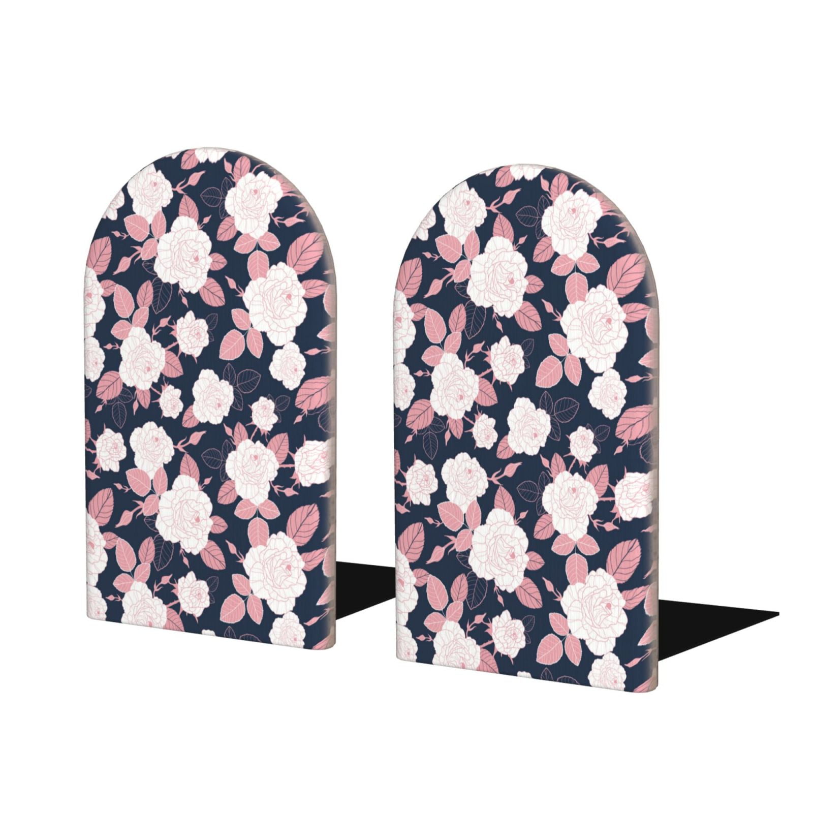 Pofeuu Leaves Flower Print Large Bookend Hold Heavy Books- Wood ...