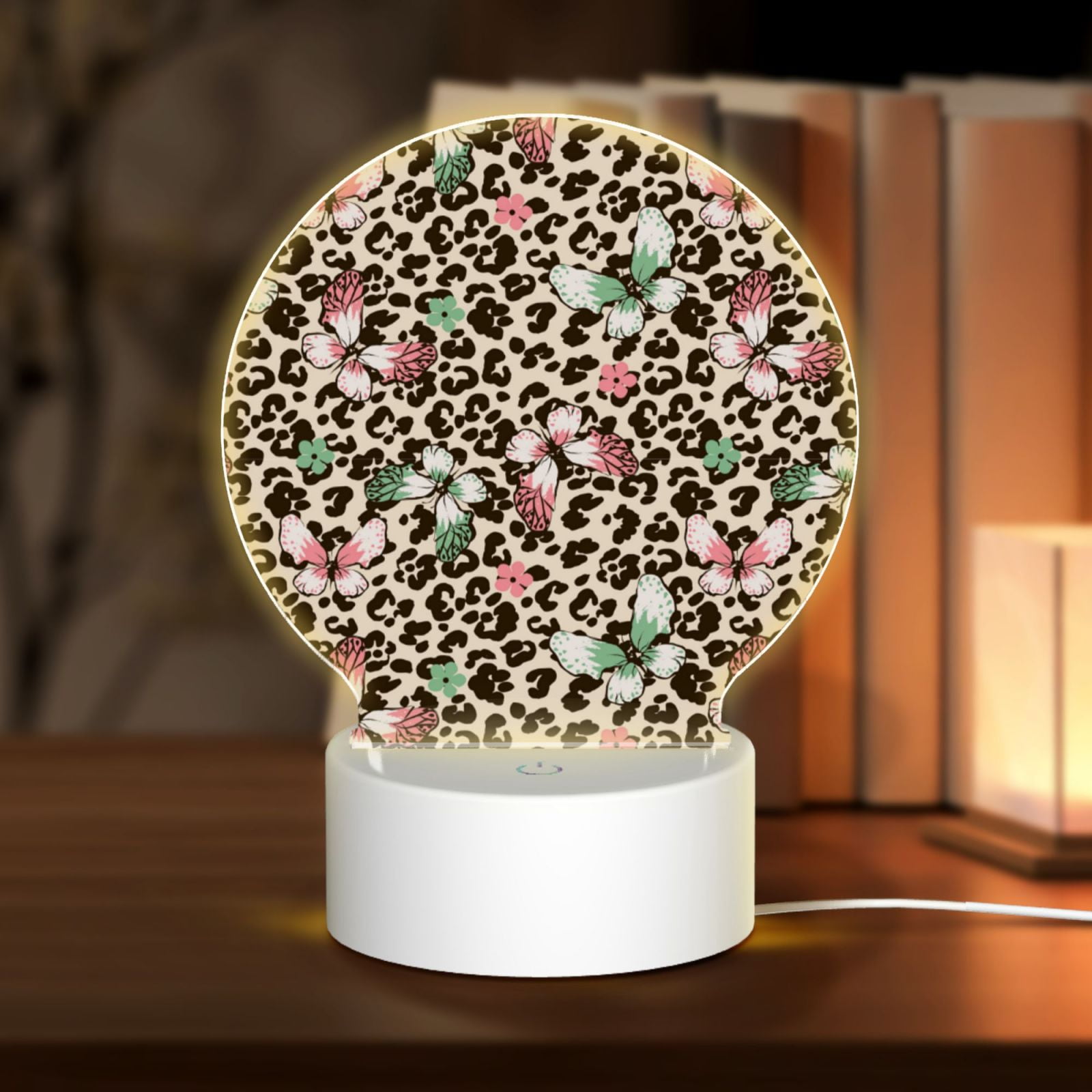 Pofeuu Leopard Dots Print LED Christmas Night Light Lamp Base Gift DIY ...