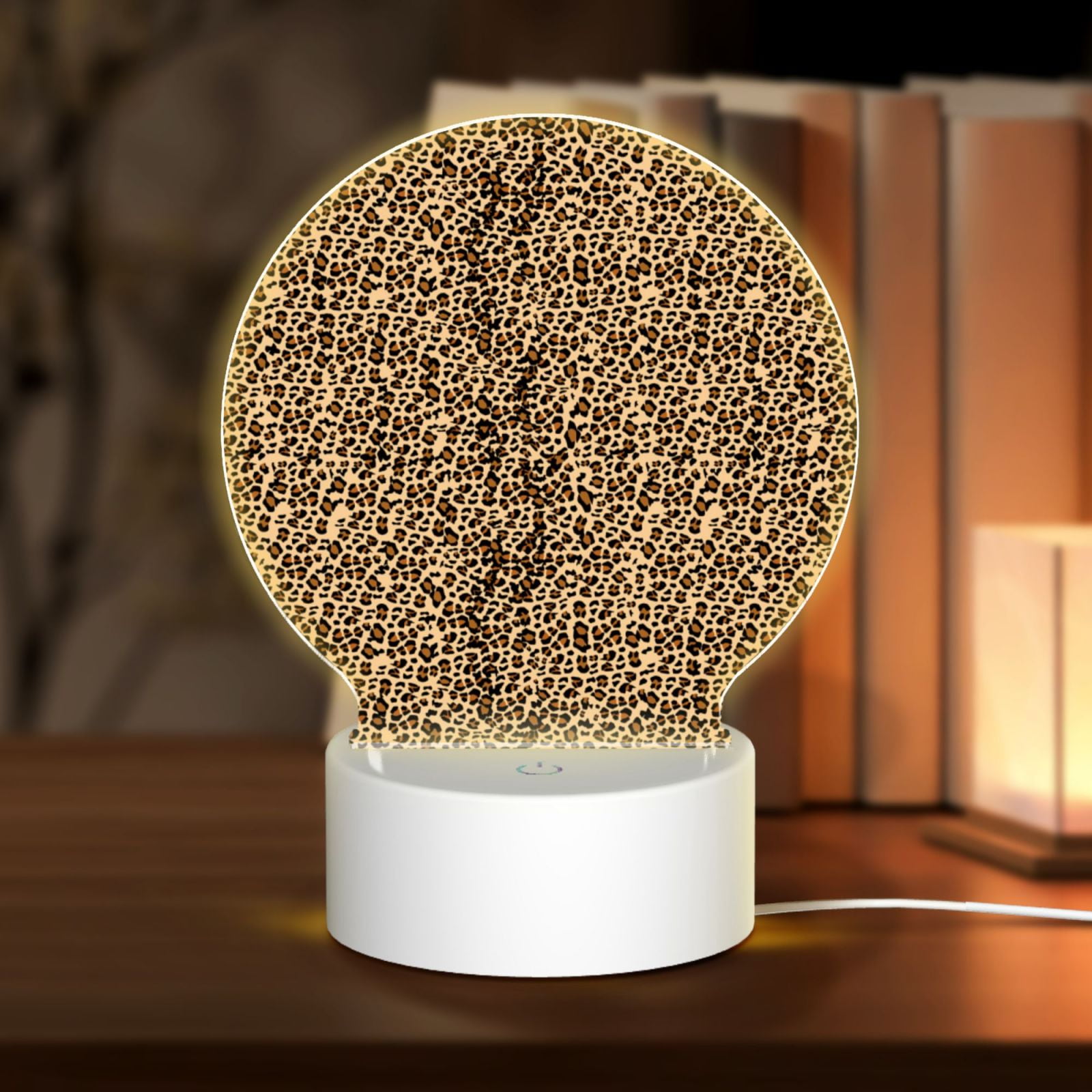 Pofeuu Leopard Print Brown Print LED Christmas Night Light Lamp Base ...