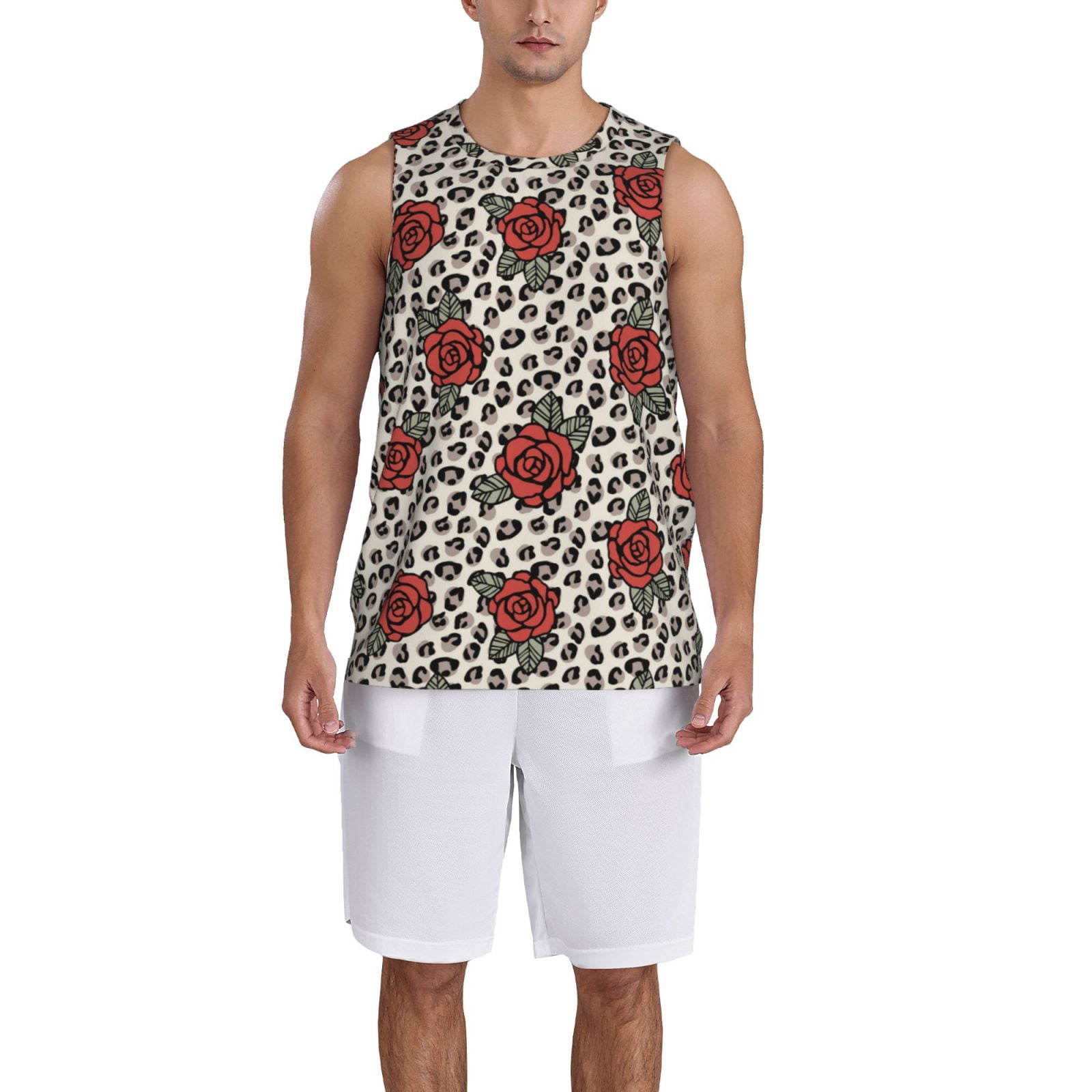 Pofeuu Leopard Print Rose Print Basketball Jersey, Shirts for Men Youth ...
