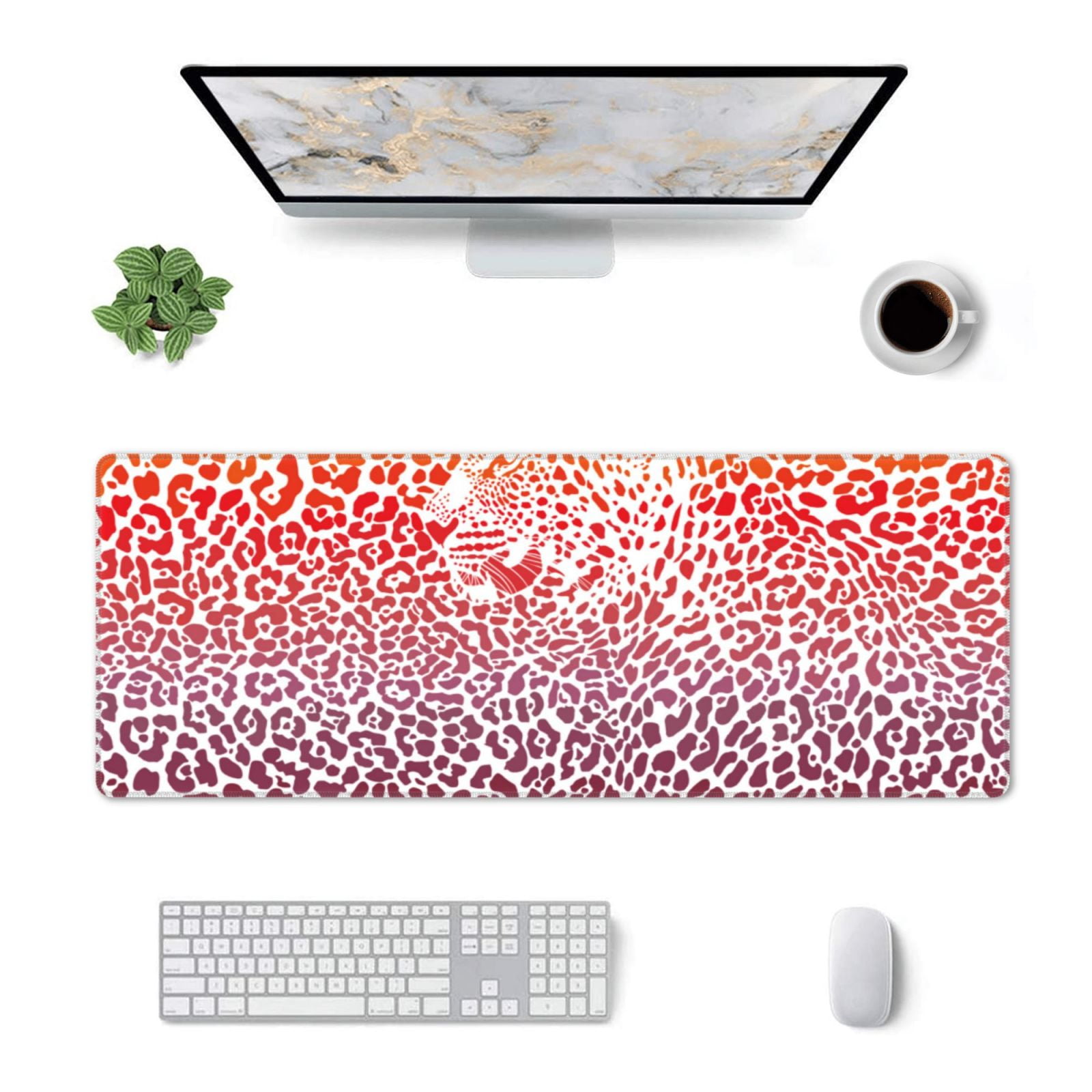 Pofeuu Leopard Skins And Heads Print Desk Mat for Keyboard and Mouse ...