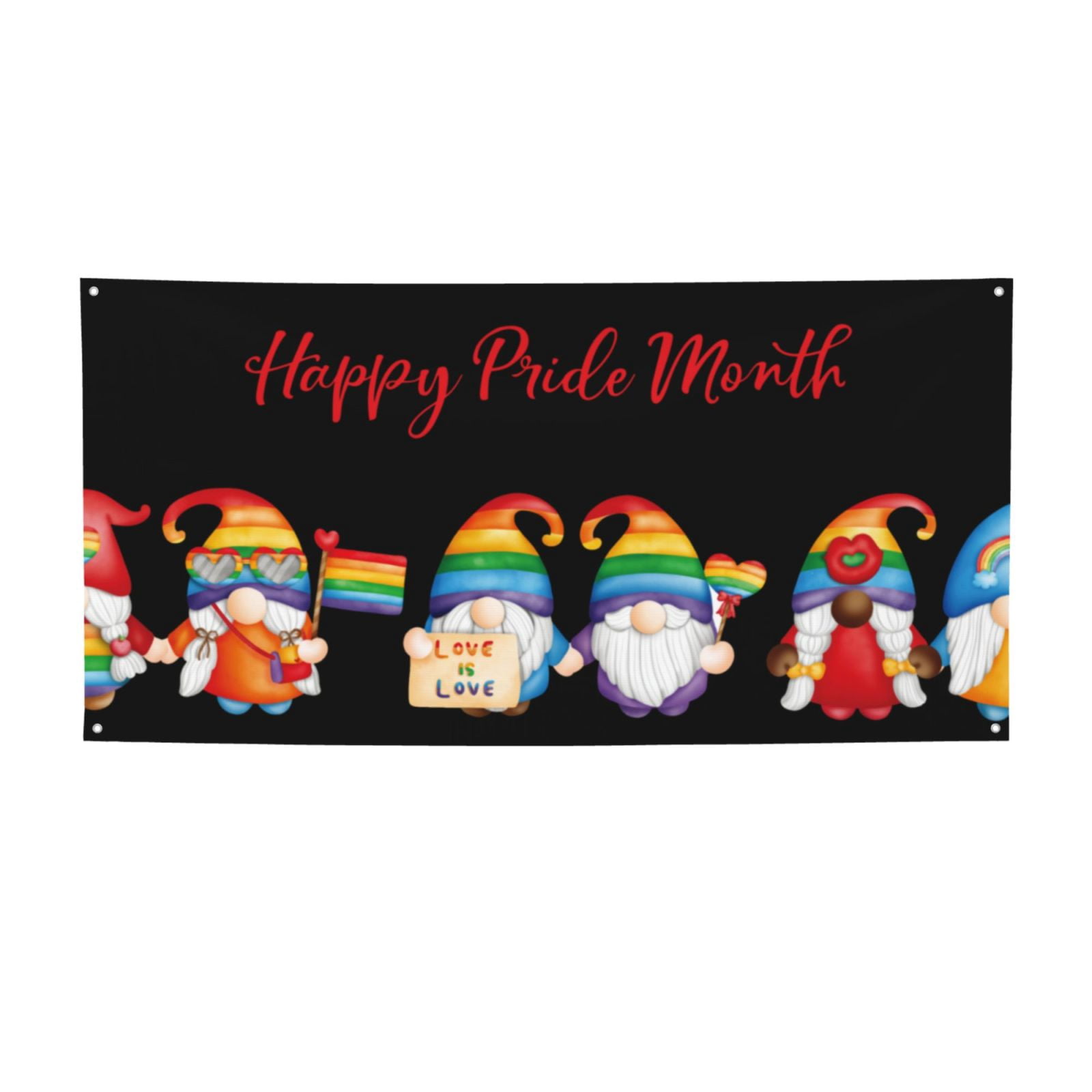 Pofeuu Lgbt Gnome Print Colorful Yard Festival Banner Sign Party ...