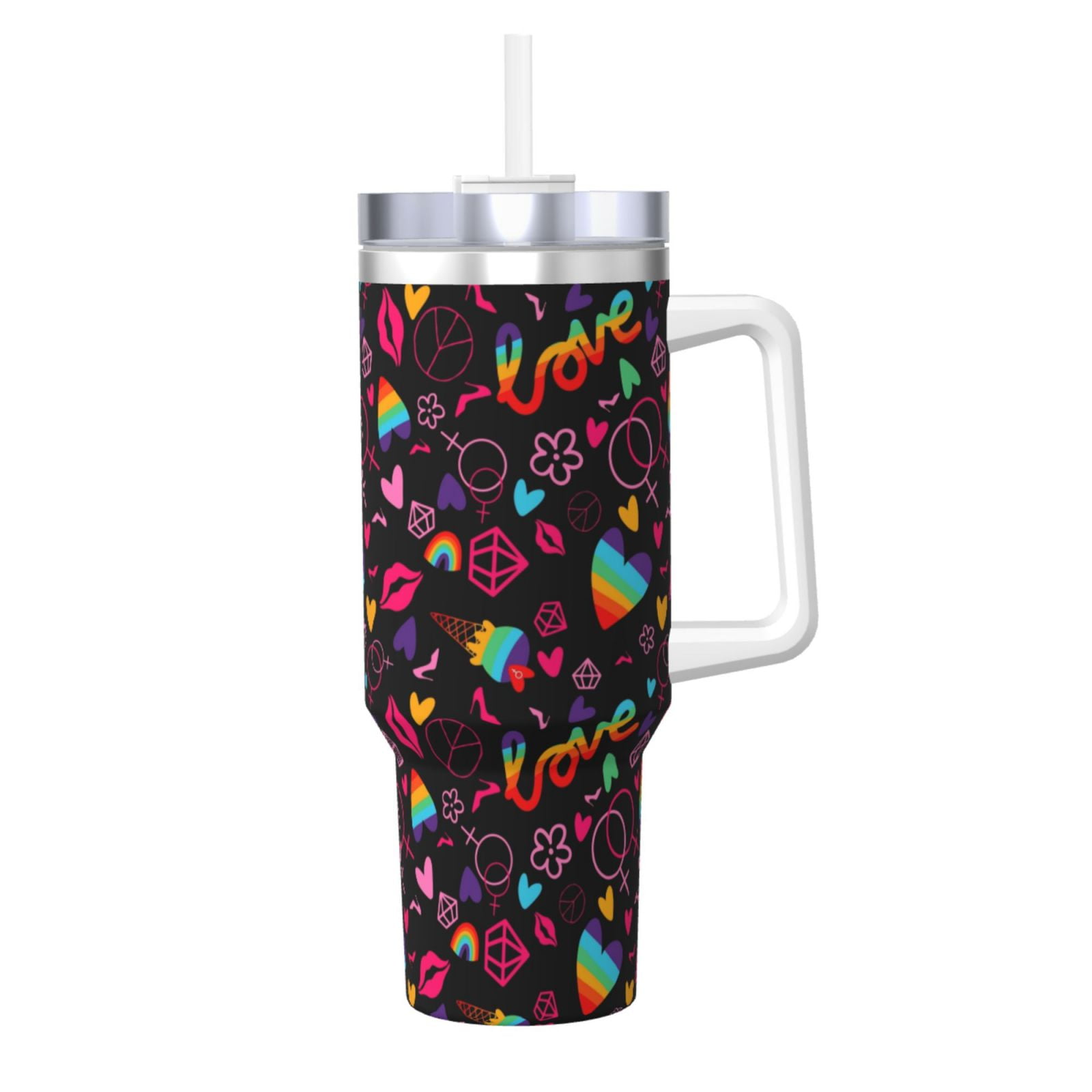 Pofeuu Lgbt Rainbow For Pride Print 40oz Ice Bully With Handle And ...