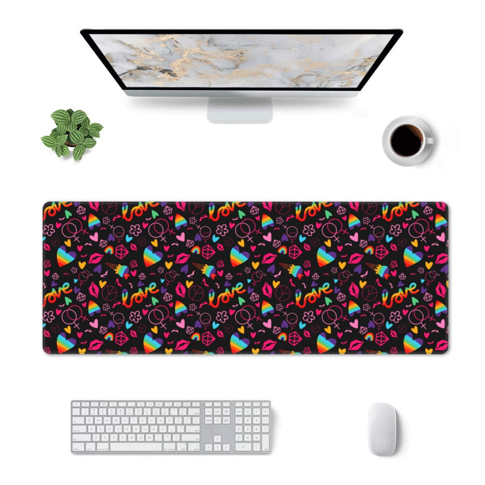 Pofeuu Lgbt Rainbow For Pride Print Desk Mat for Keyboard and Mouse ...
