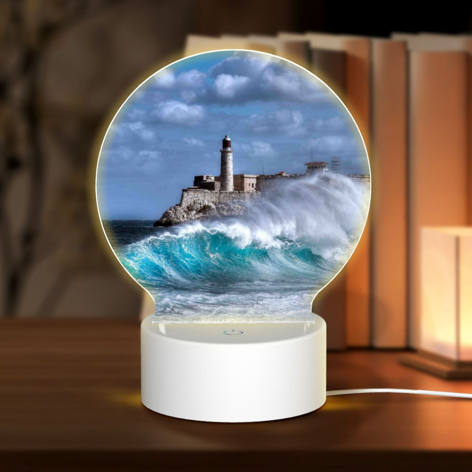 Pofeuu Lighthouse in Havana Print LED Christmas Night Light Lamp Base ...