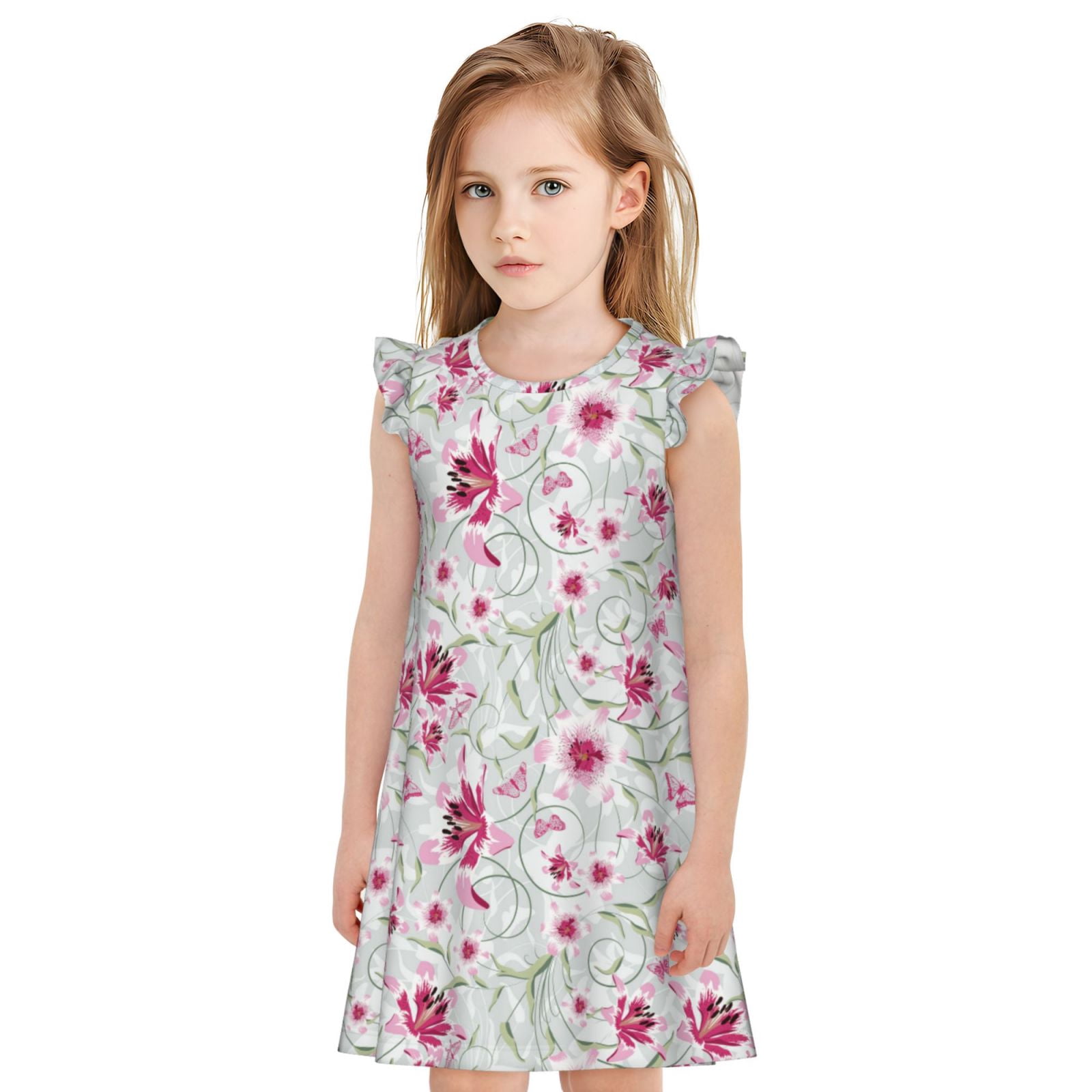 Pofeuu Lilies Flowers Print Girls Nightgowns, Nightgown Princess Pajama ...