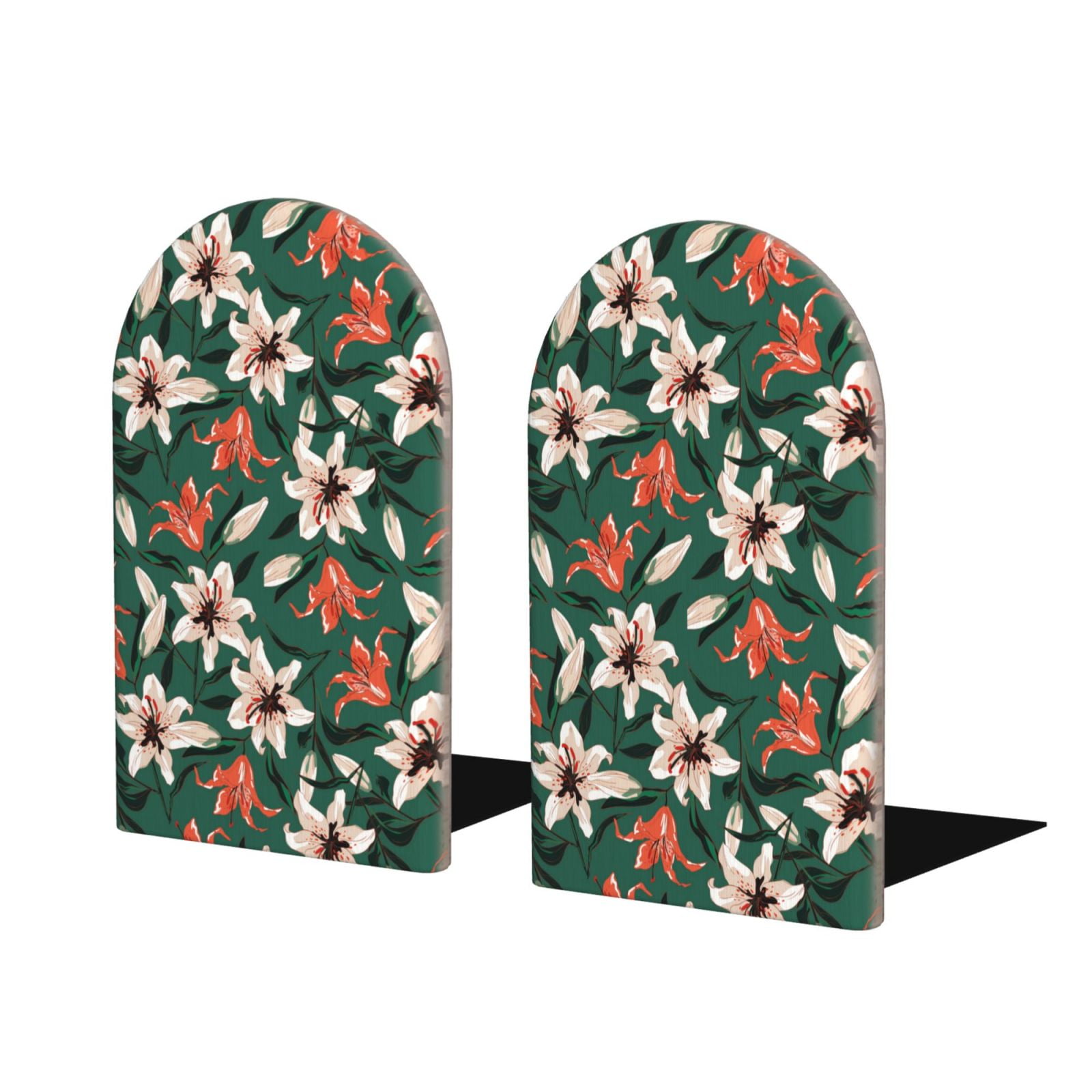 Pofeuu Lilies Flowers Print Large Bookend Hold Heavy Books- Wood ...