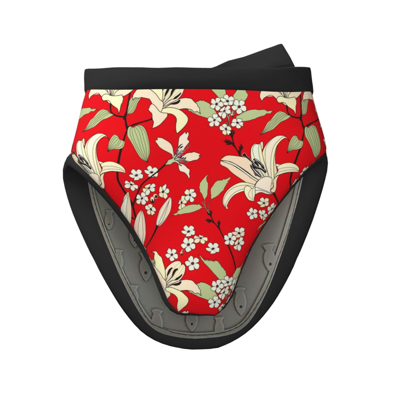 Pofeuu Lilies Flowers Print Thickened Mini Silicone Oven Mitts Heat ...