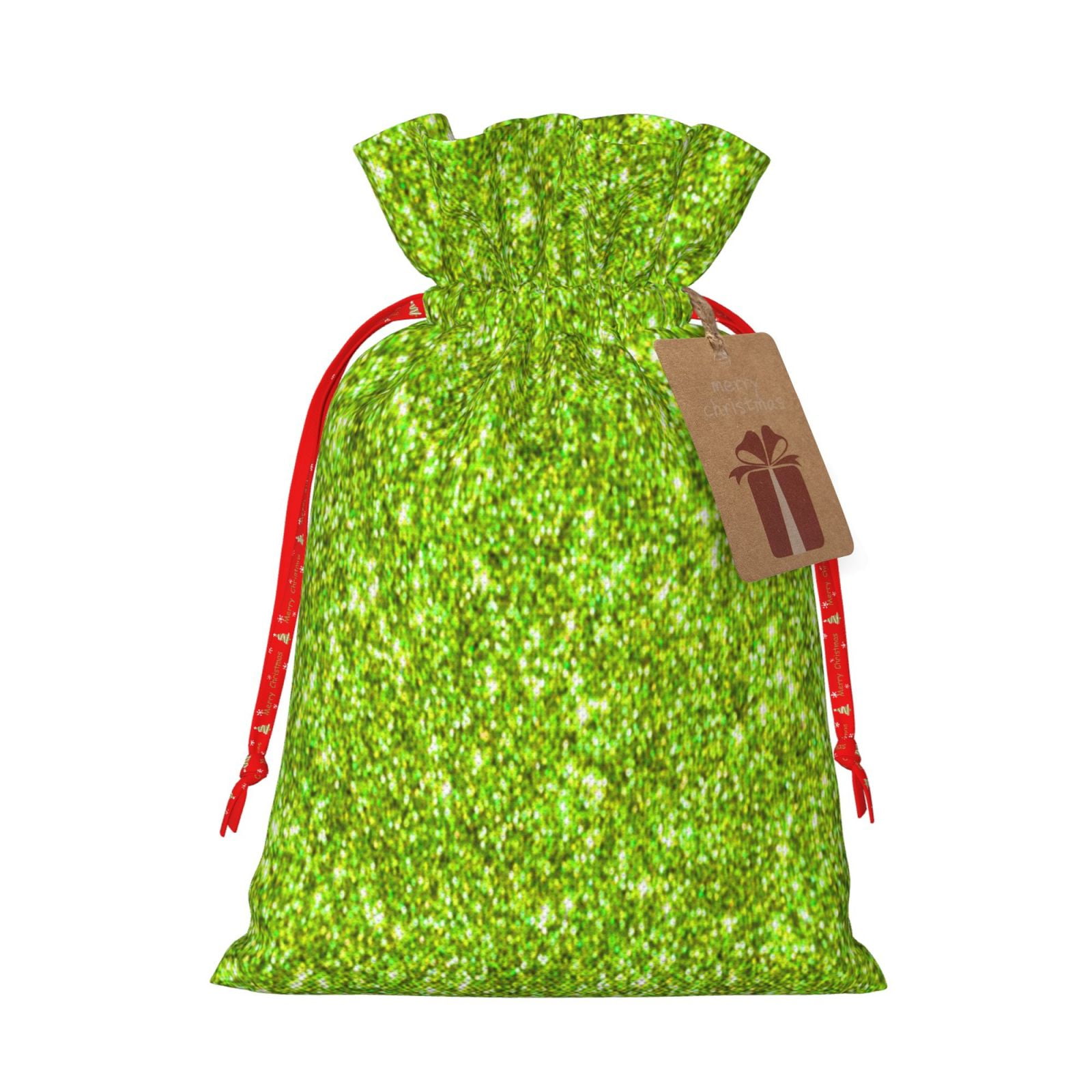 Pofeuu Lime green glitter Print Burlap Bags with Drawstrings Drawstring ...