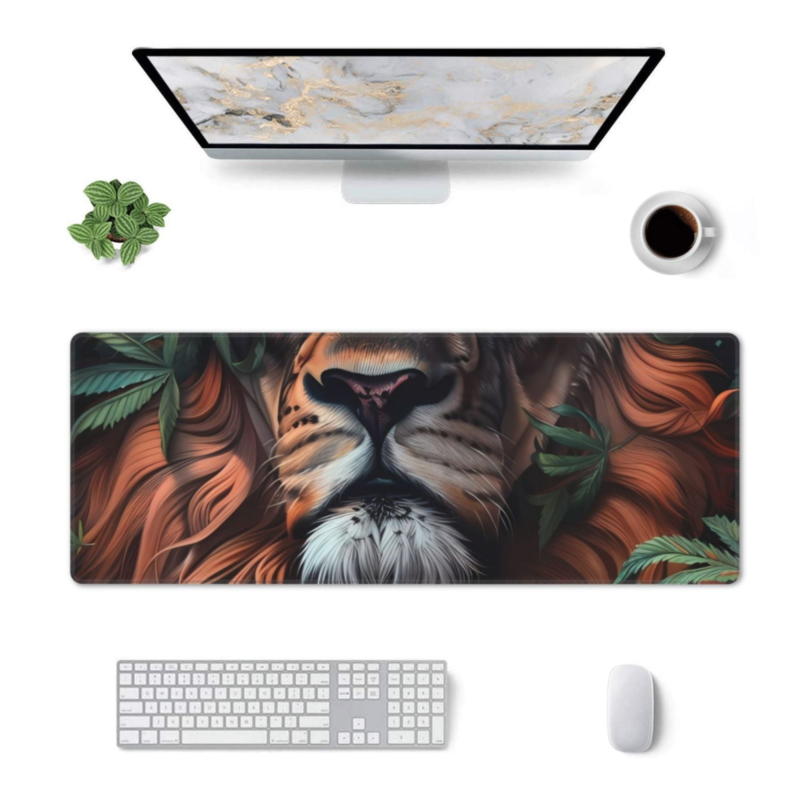 Pofeuu Lion Forest Crown Print Desk Mat for Keyboard and Mouse，Computer ...
