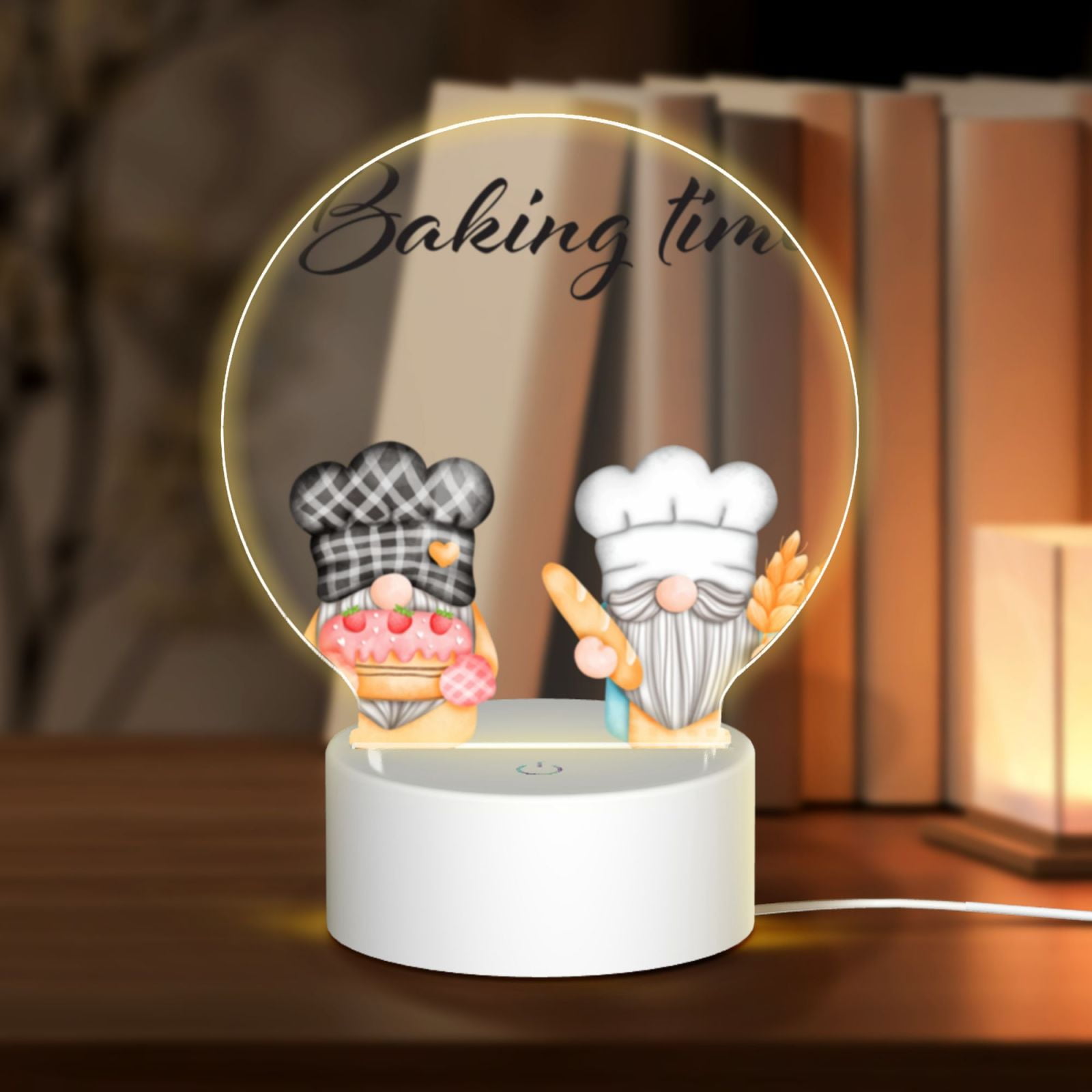 Pofeuu Little Chef Gnome Print LED Christmas Night Light Lamp Base Gift ...