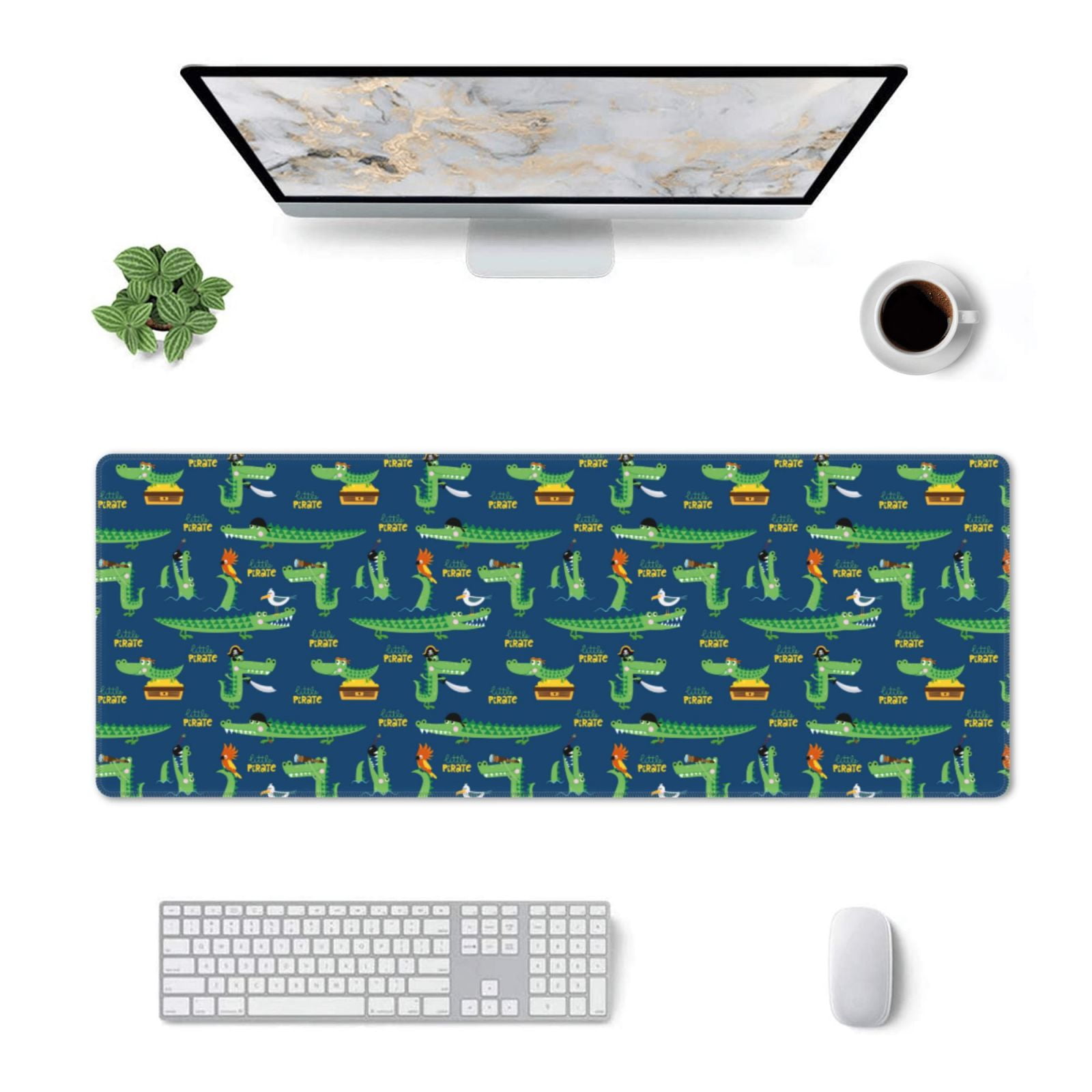 Pofeuu Little Pirate Crocodile Print Desk Mat for Keyboard and Mouse ...