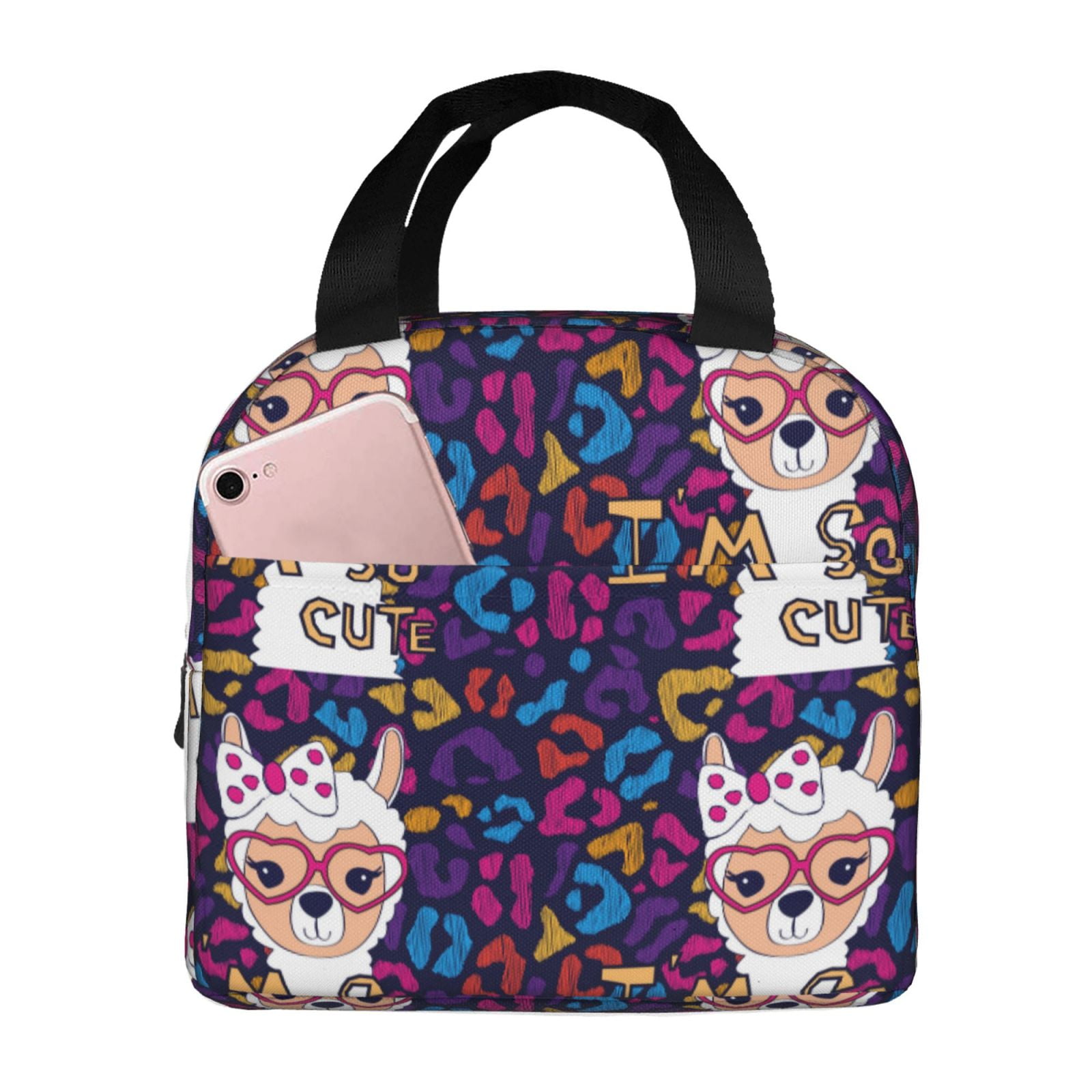 Pofeuu Llama Alpaca Print Lunch Bag Lunch Box Large Capacity Insulated ...