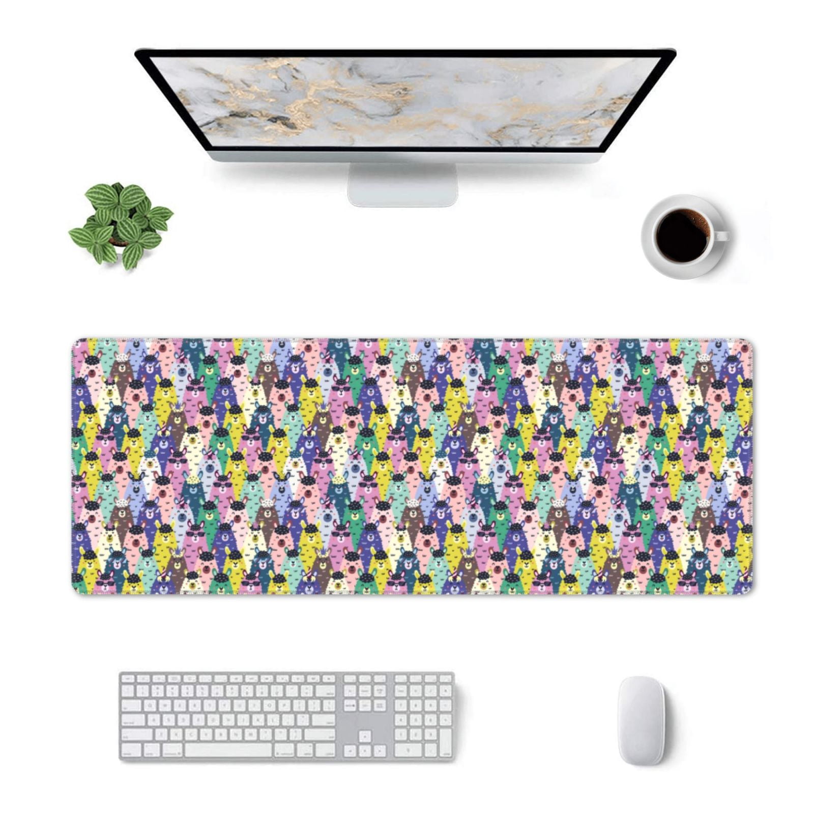Pofeuu Llamas Colorful Print Desk Mat for Keyboard and Mouse，Computer ...