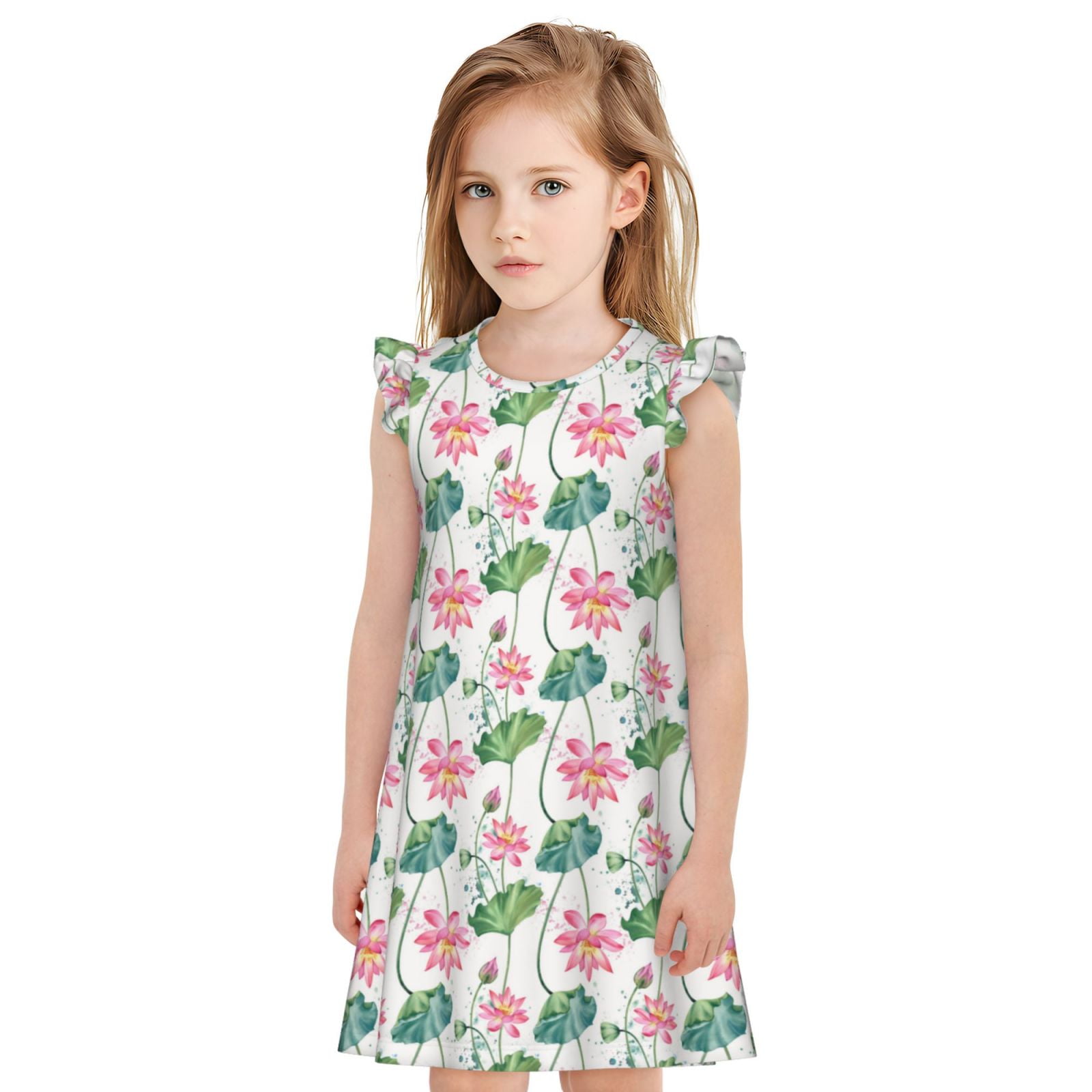 Pofeuu Lotus Flower Print Girls Nightgowns, Nightgown Princess Pajama ...