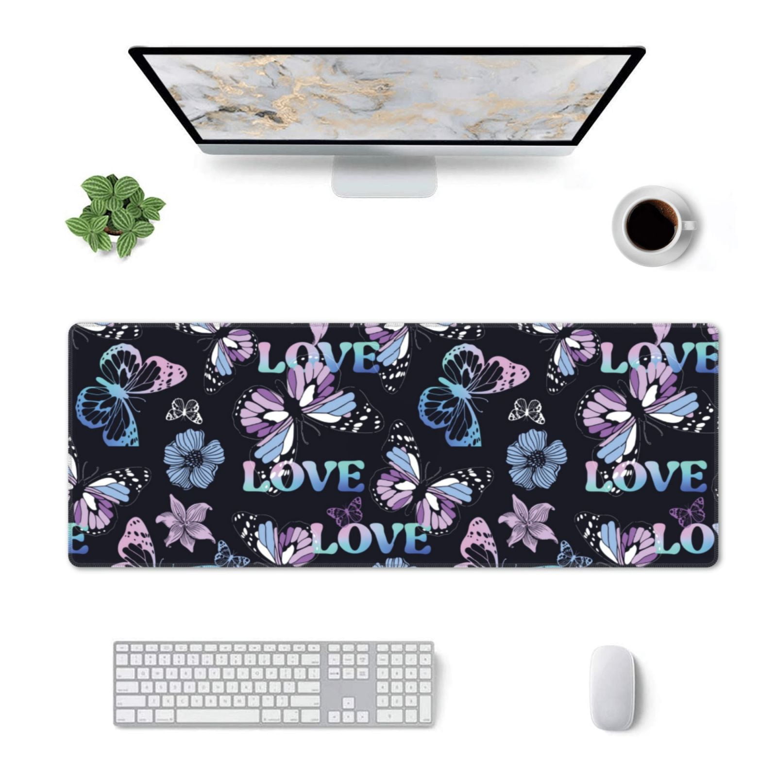 Pofeuu Love Butterflies Print Desk Mat for Keyboard and Mouse，Computer ...