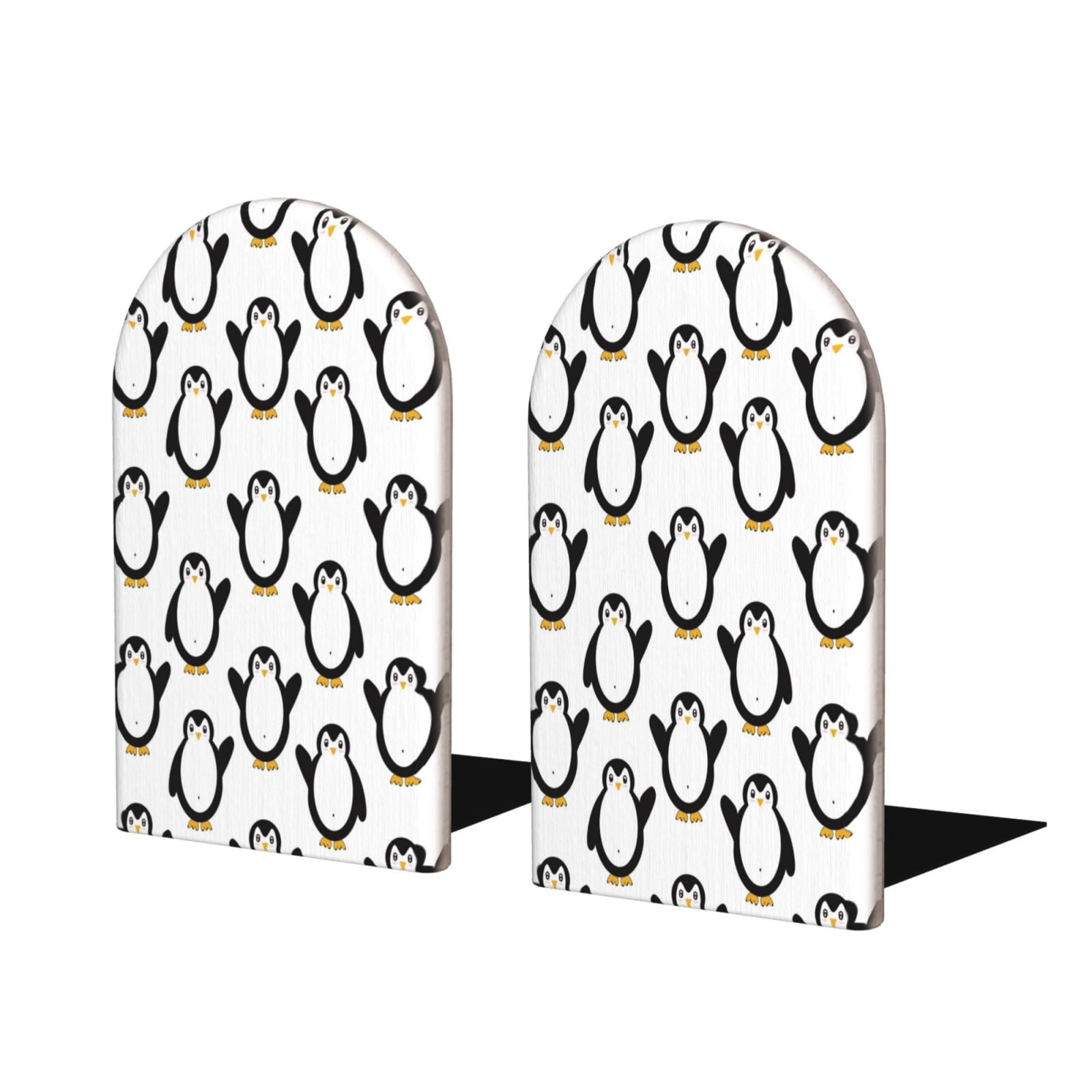 Pofeuu Lovely Penguin Print Large Bookend Hold Heavy Books- Wood ...