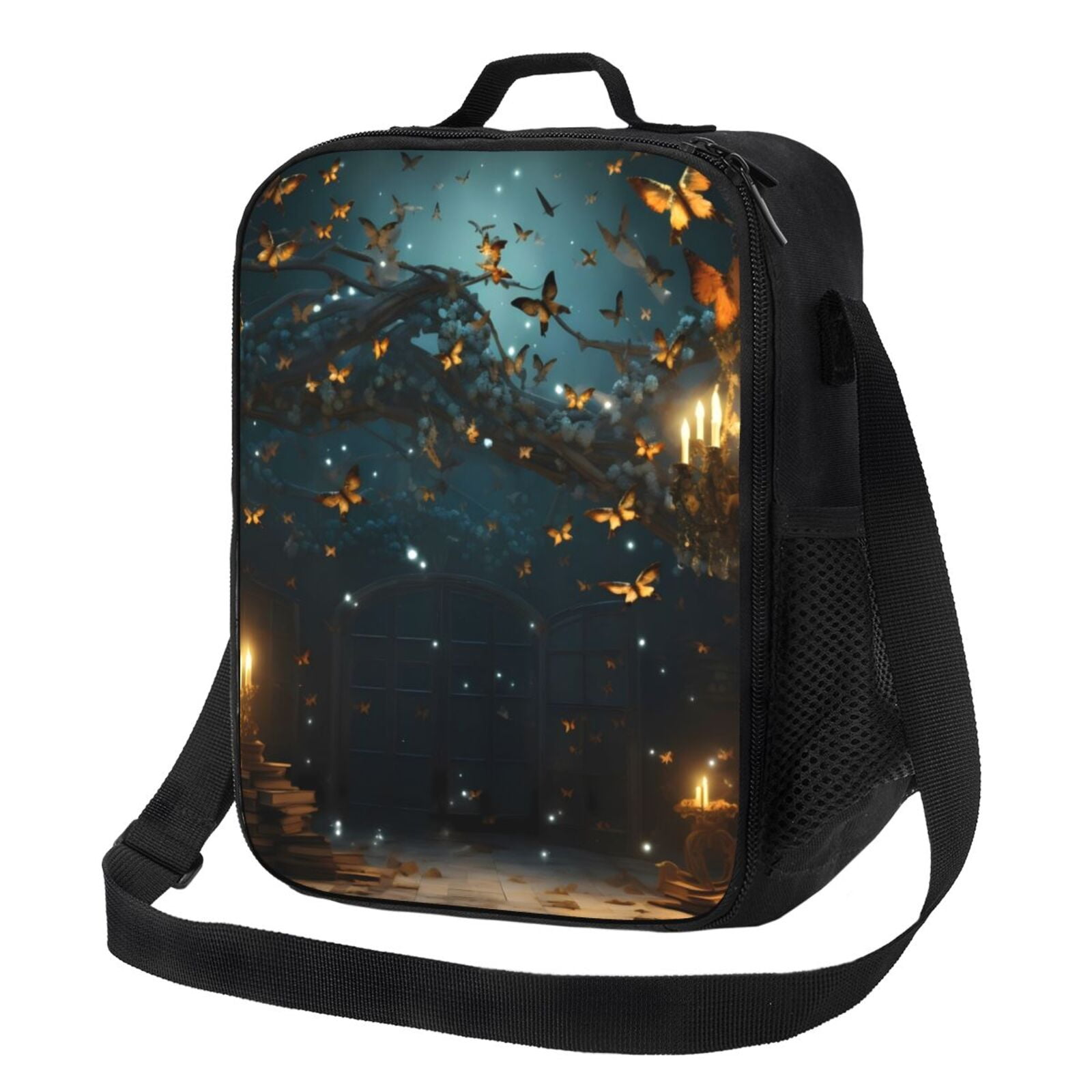 Tebeau Magical Library Butterfly Night Print Lunch Box, Insulated Lunch ...