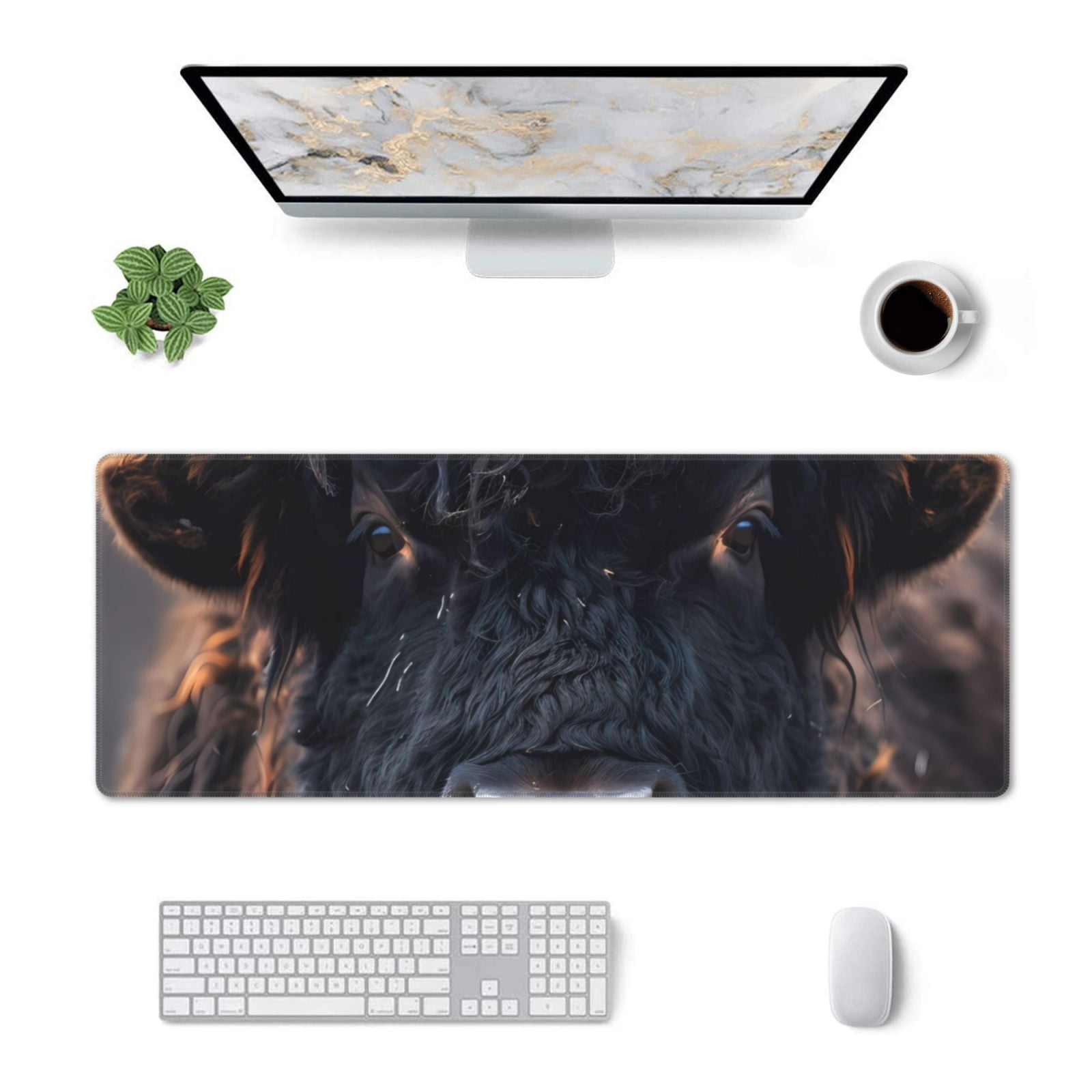 Pofeuu Majestic Black Yak Print Desk Mat for Keyboard and Mouse ...