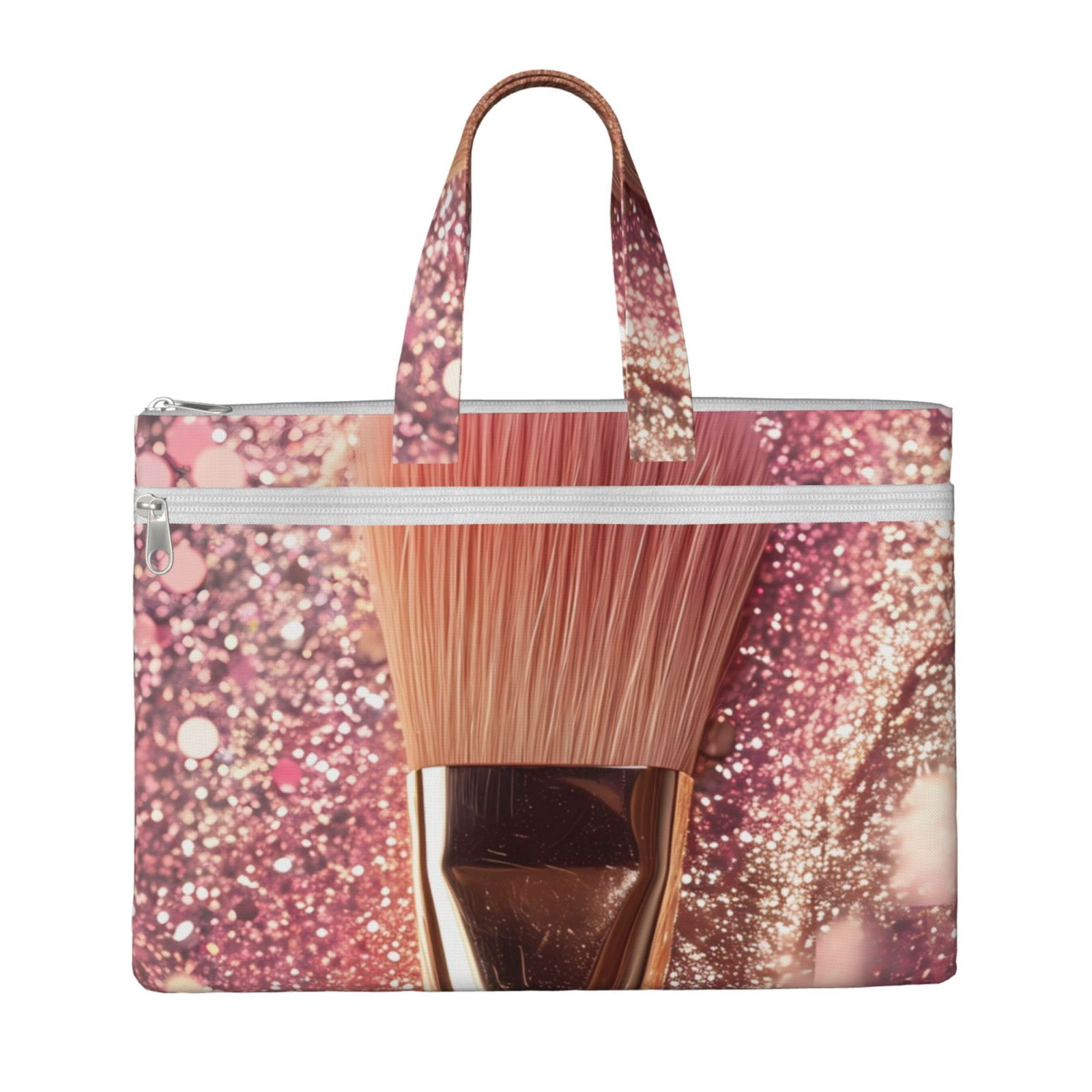 Pofeuu Makeup Brush on Pink Glitter Print Laptop Bag Carrying ...