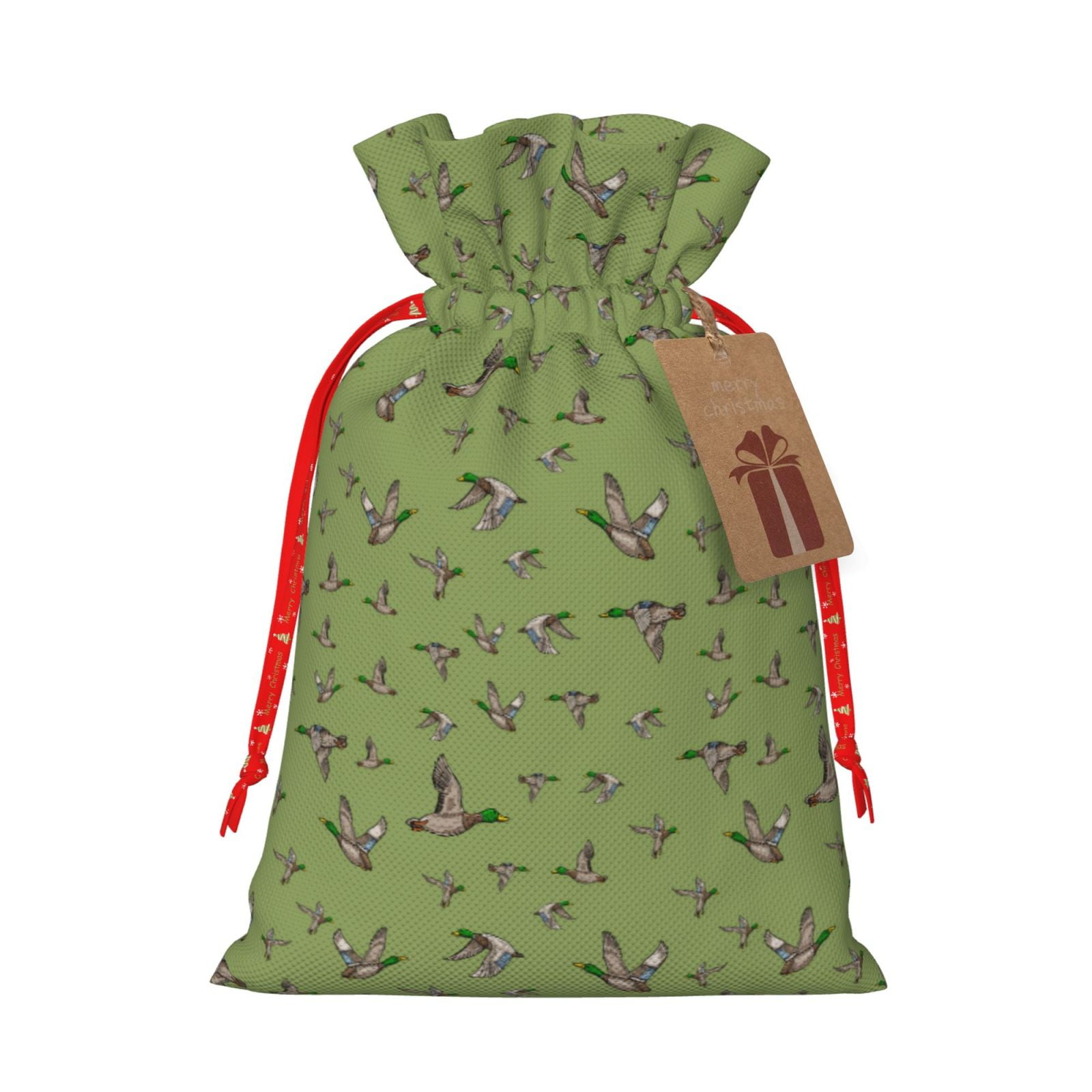 Pofeuu Mallard Duck Print Burlap Bags with Drawstrings Drawstring Gift ...