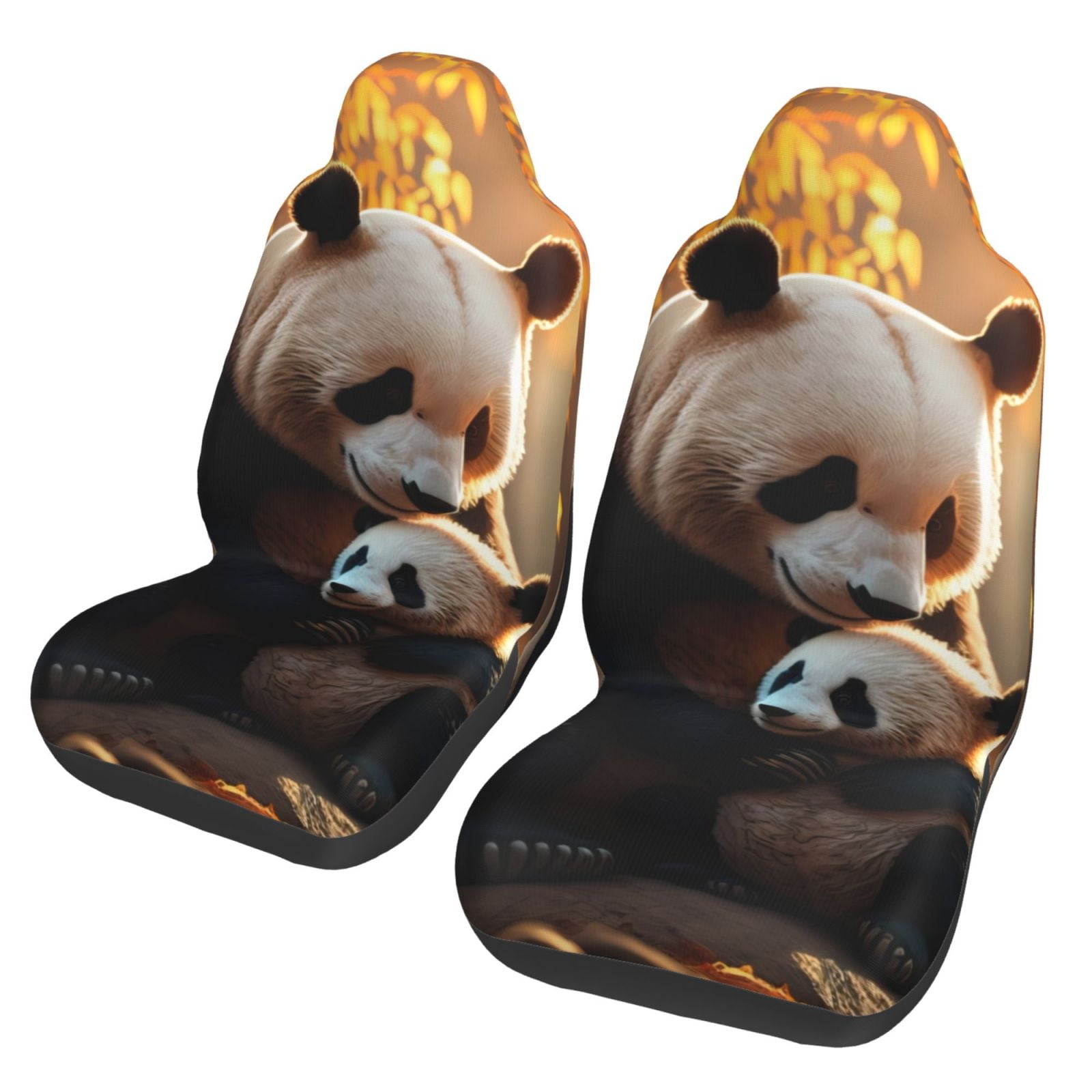 Pofeuu Maple Forest Panda Print Automotive Car Seat Covers Flat Cloth ...