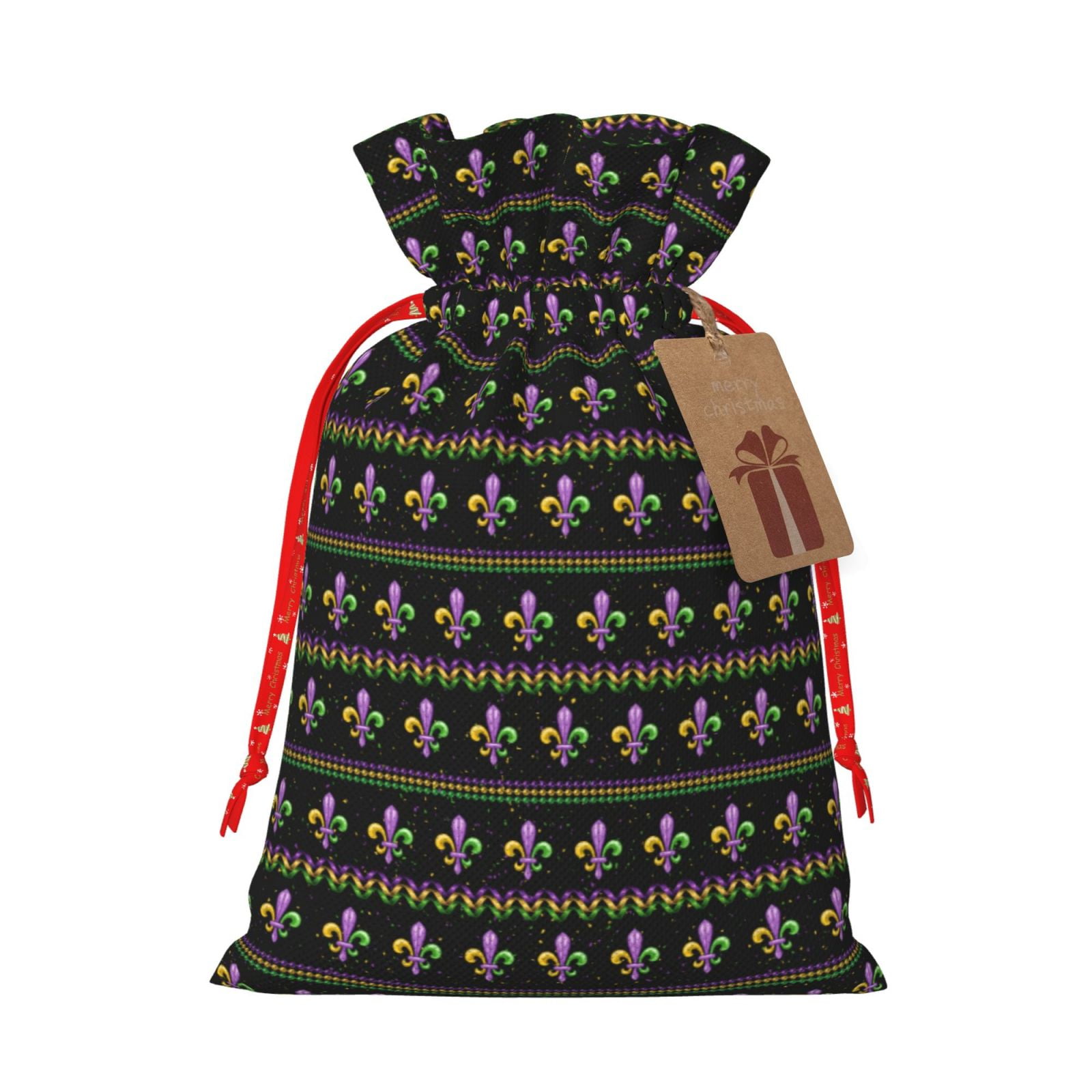 Pofeuu Mardi Gras Fleur de Lis Print Burlap Bags with Drawstrings ...