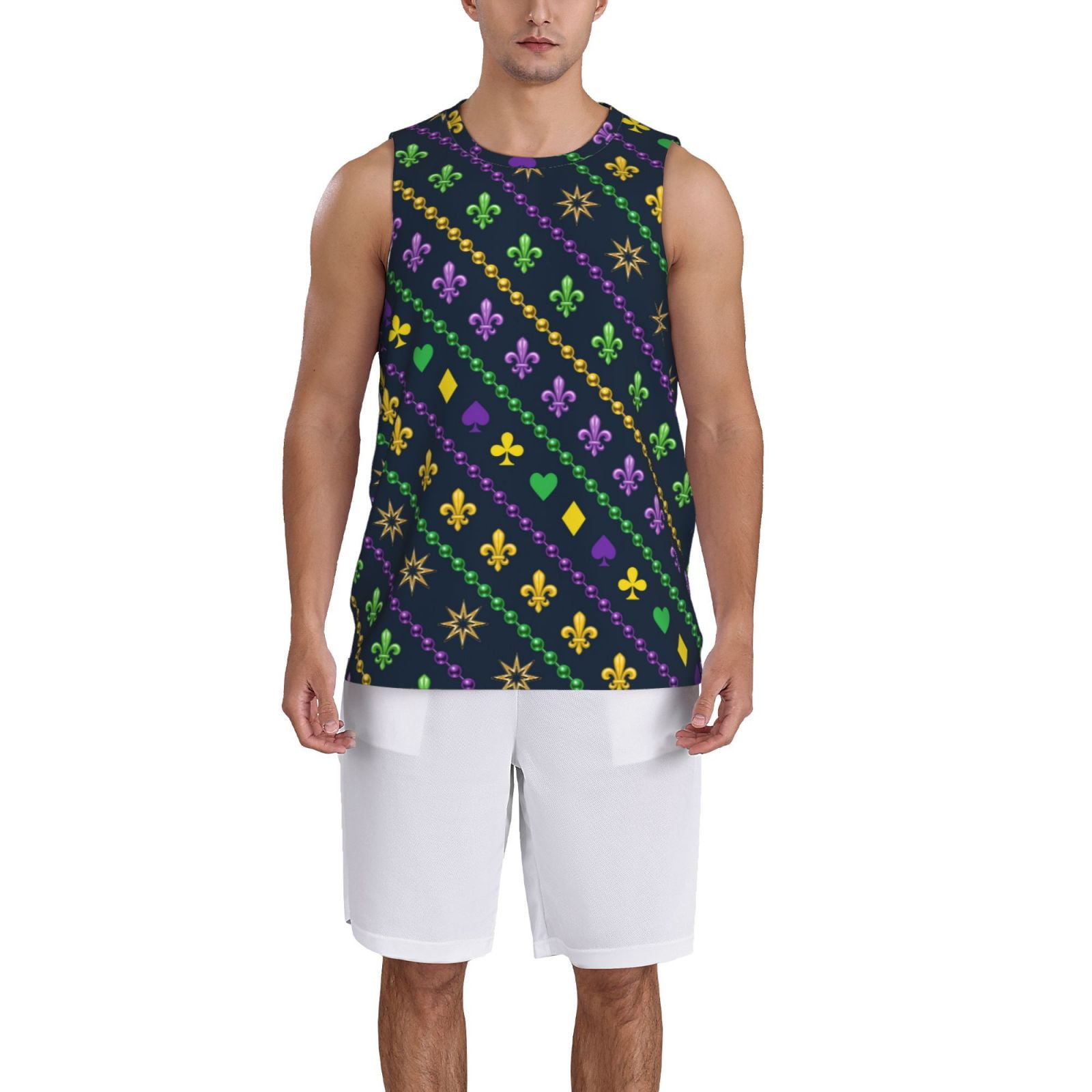 Pofeuu Mardi Gras Strings of Beads Print Basketball Jersey, Shirts for ...
