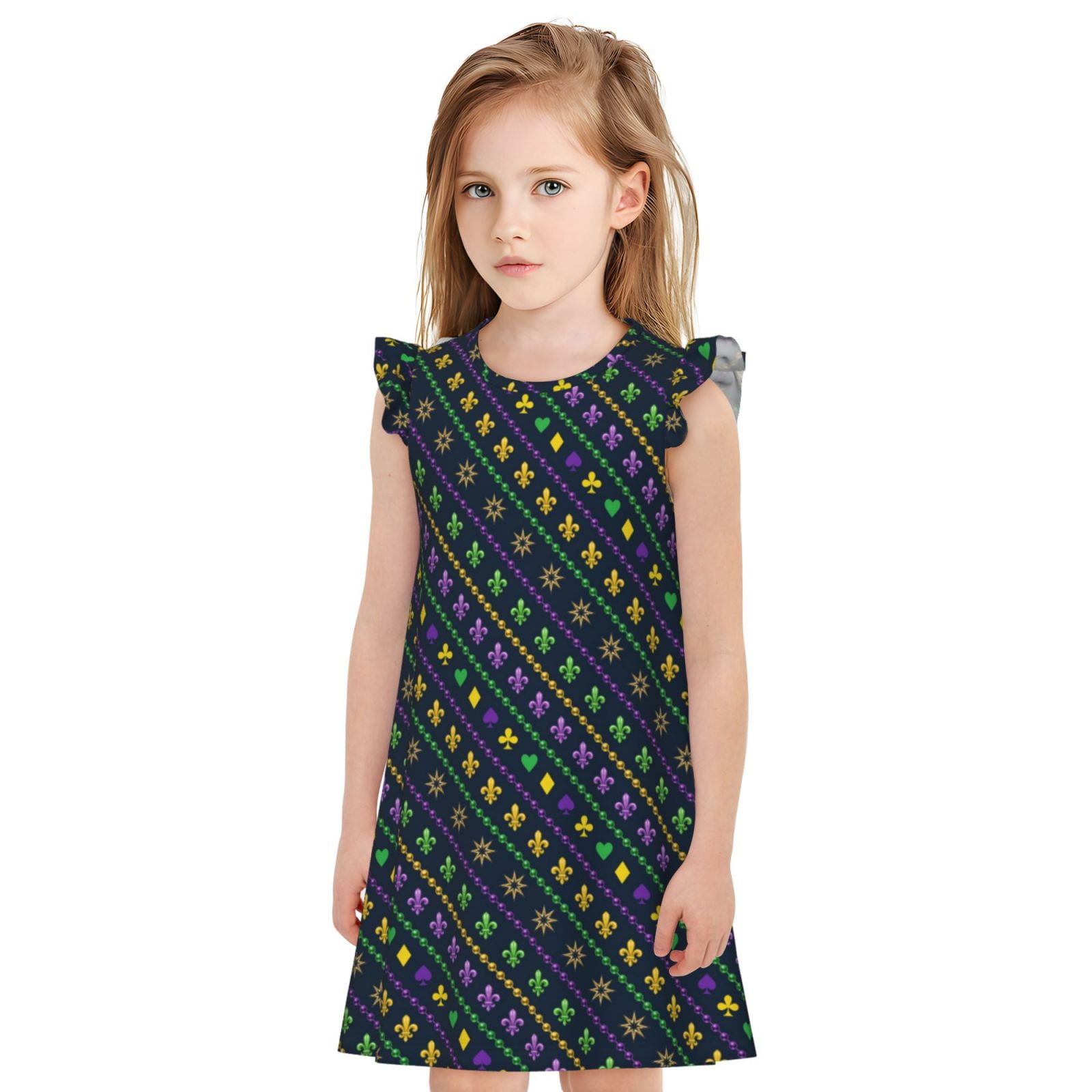 Pofeuu Mardi Gras Strings of Beads Print Girls Nightgowns, Nightgown ...
